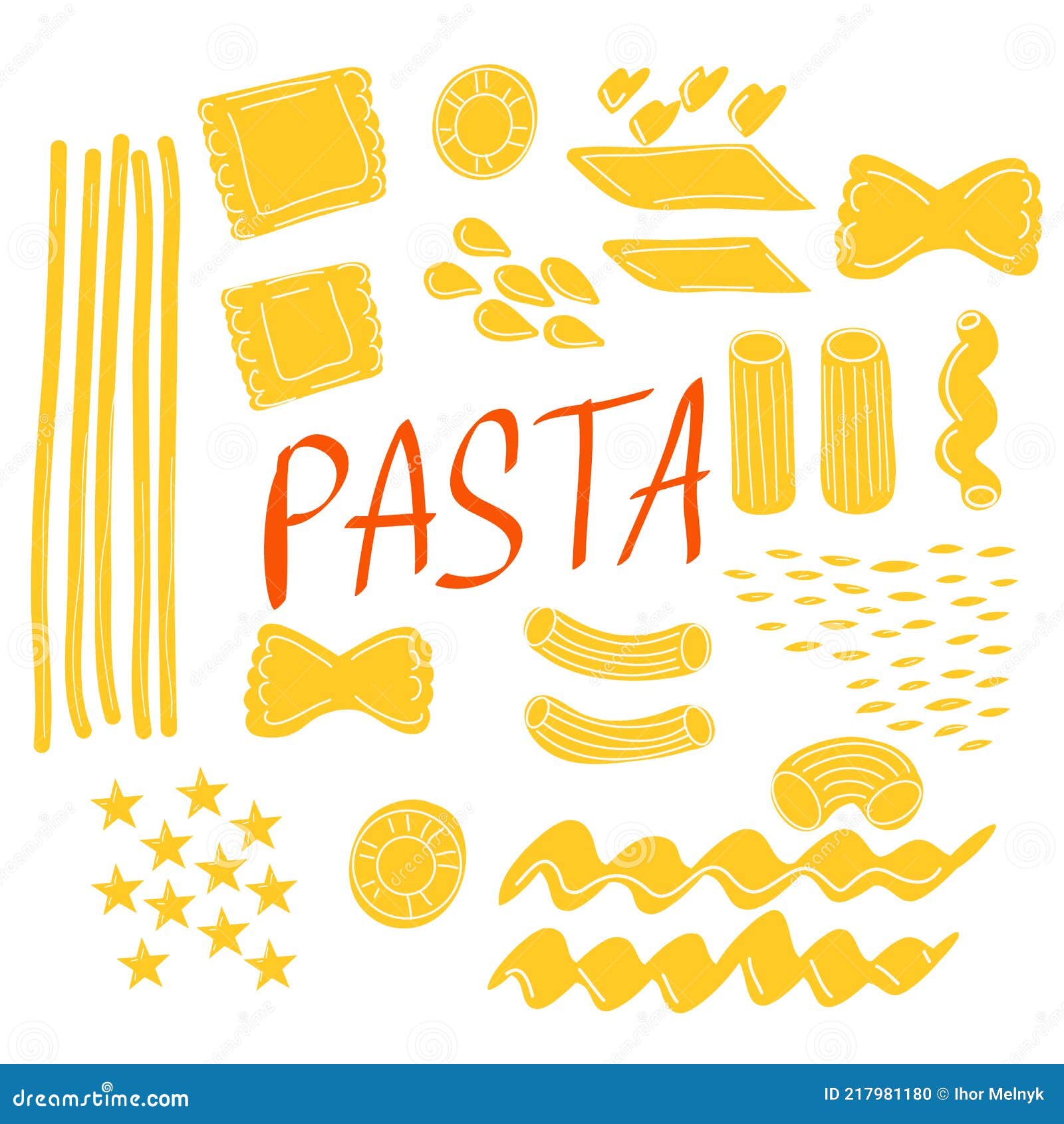 Pasta vector set stock vector. Illustration of carbohydrate - 217981180