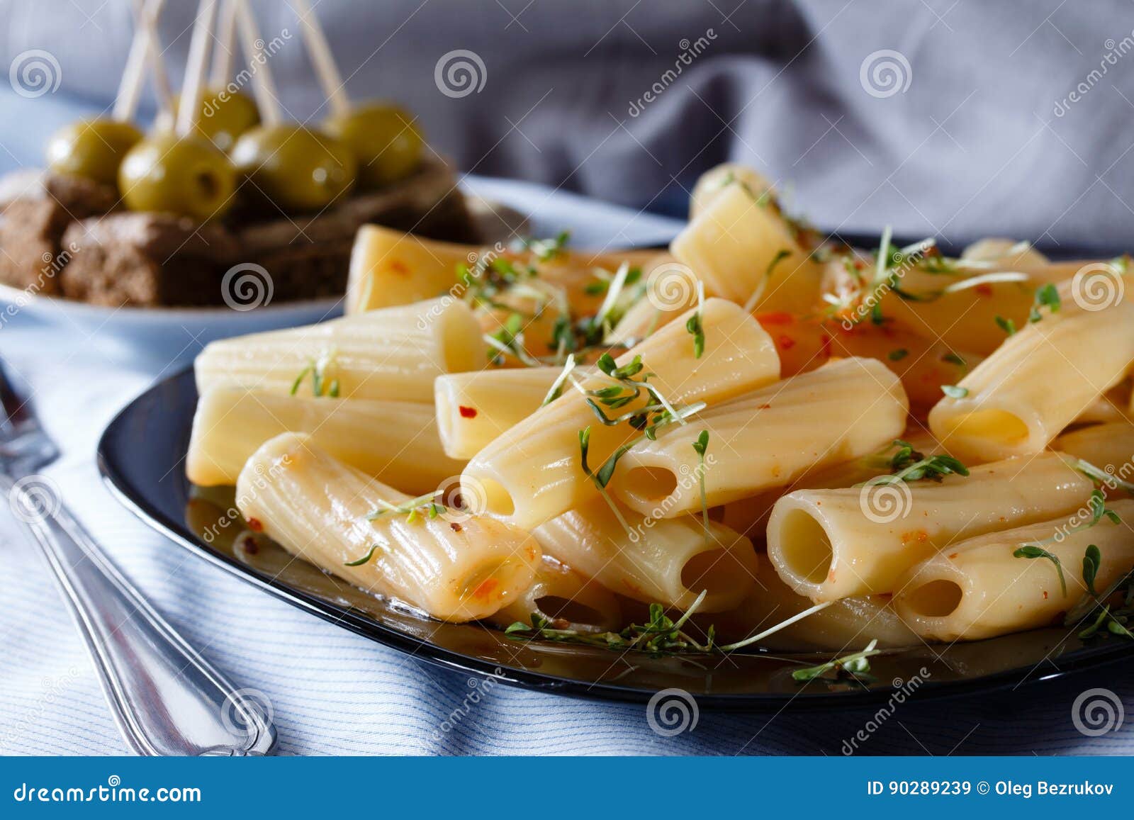 Pasta with Watercress and Canape Stock Image - Image of culture ...