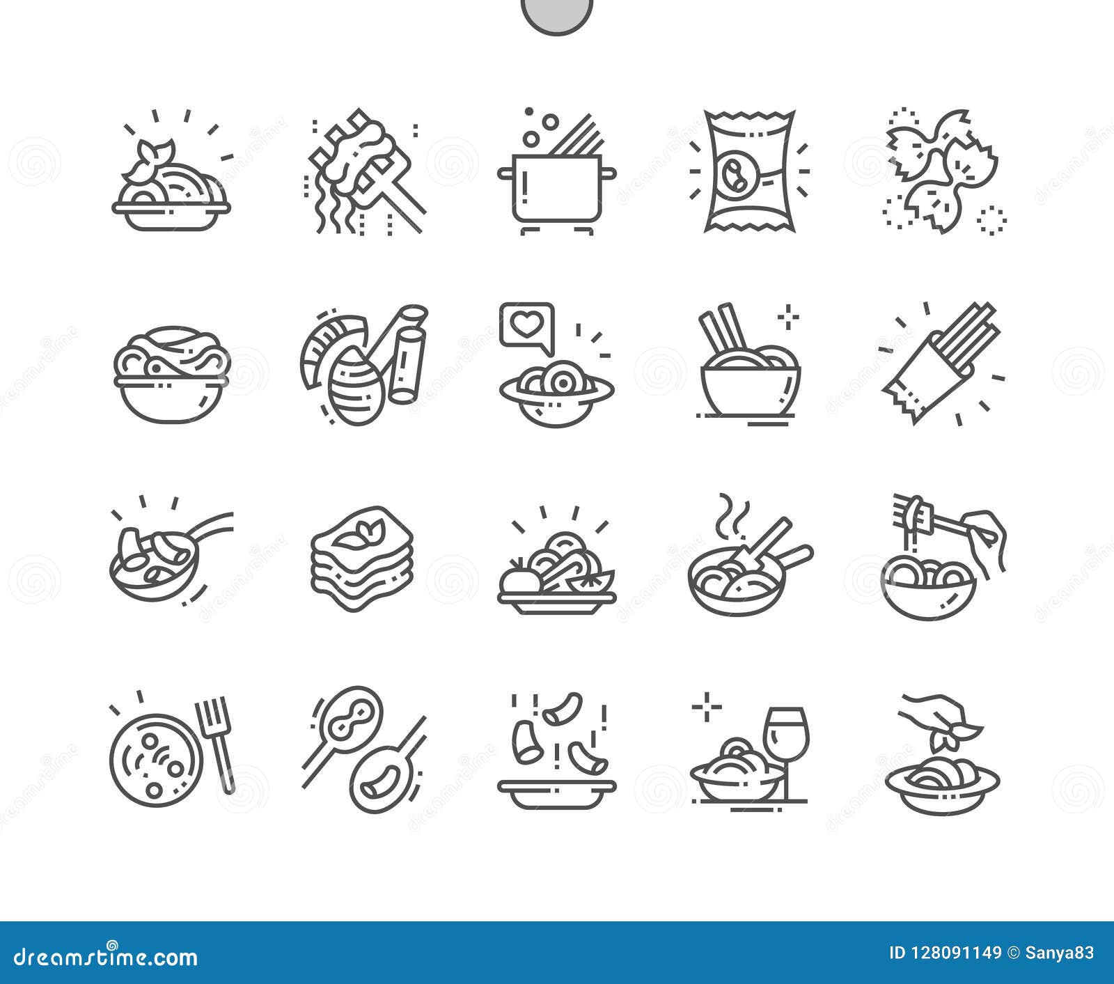 Pasta Well-crafted Pixel Perfect Vector Thin Line Icons 30 2x Grid for ...