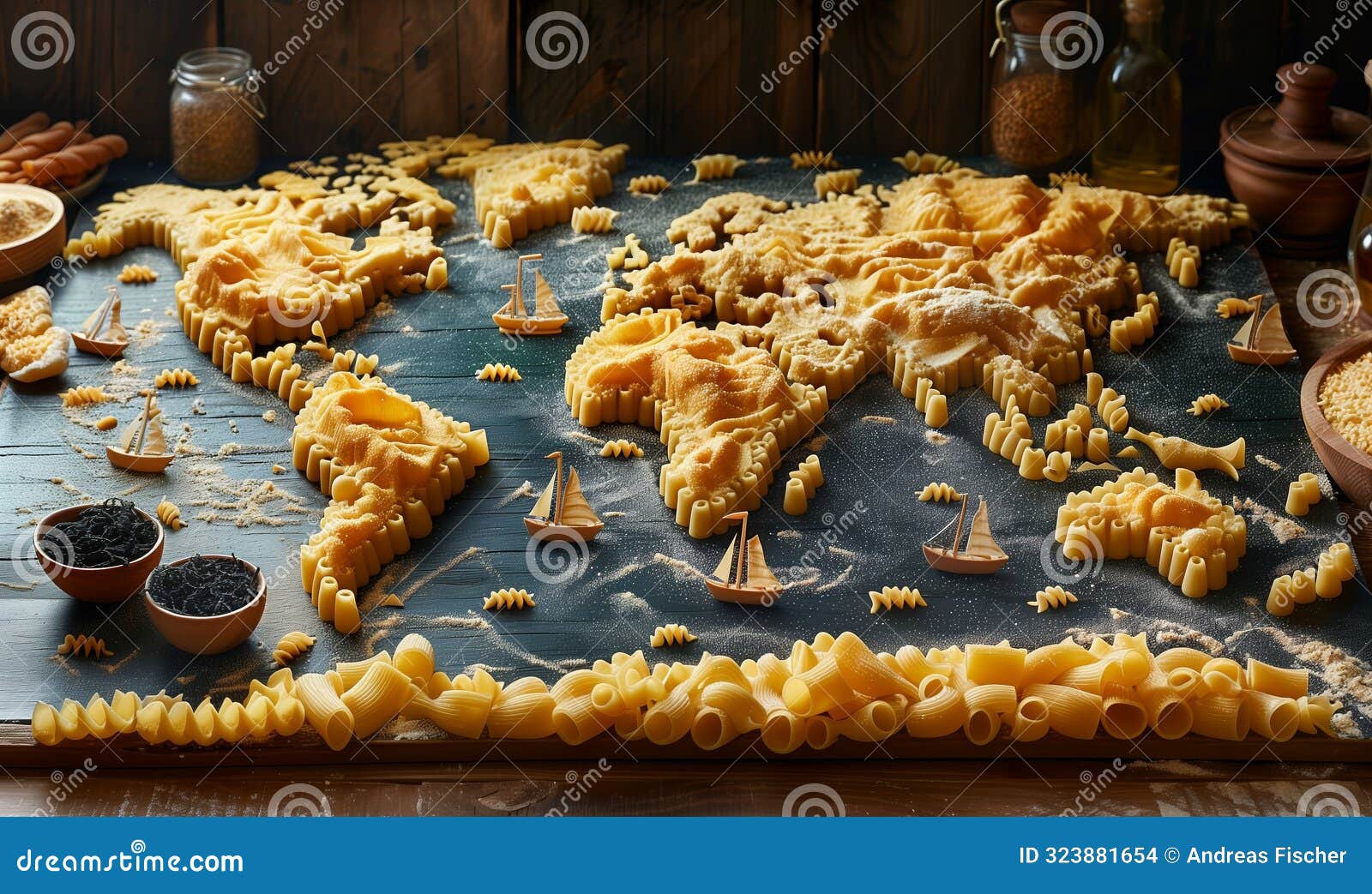 Pasta World Map stock photo. Image of oceans, creative - 323881654