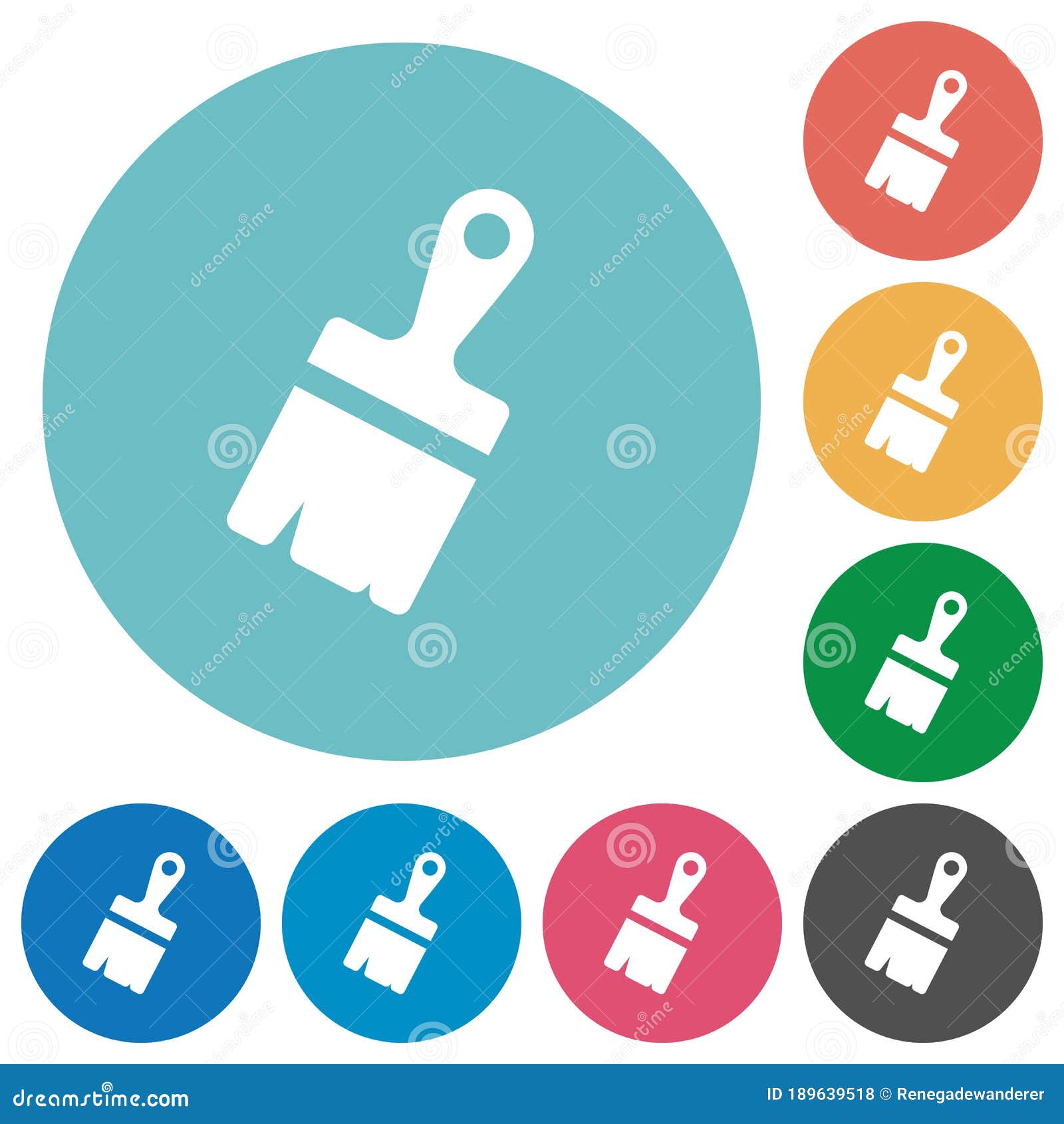 Paste with Brush Tool Flat Round Icons Stock Vector - Illustration of ...
