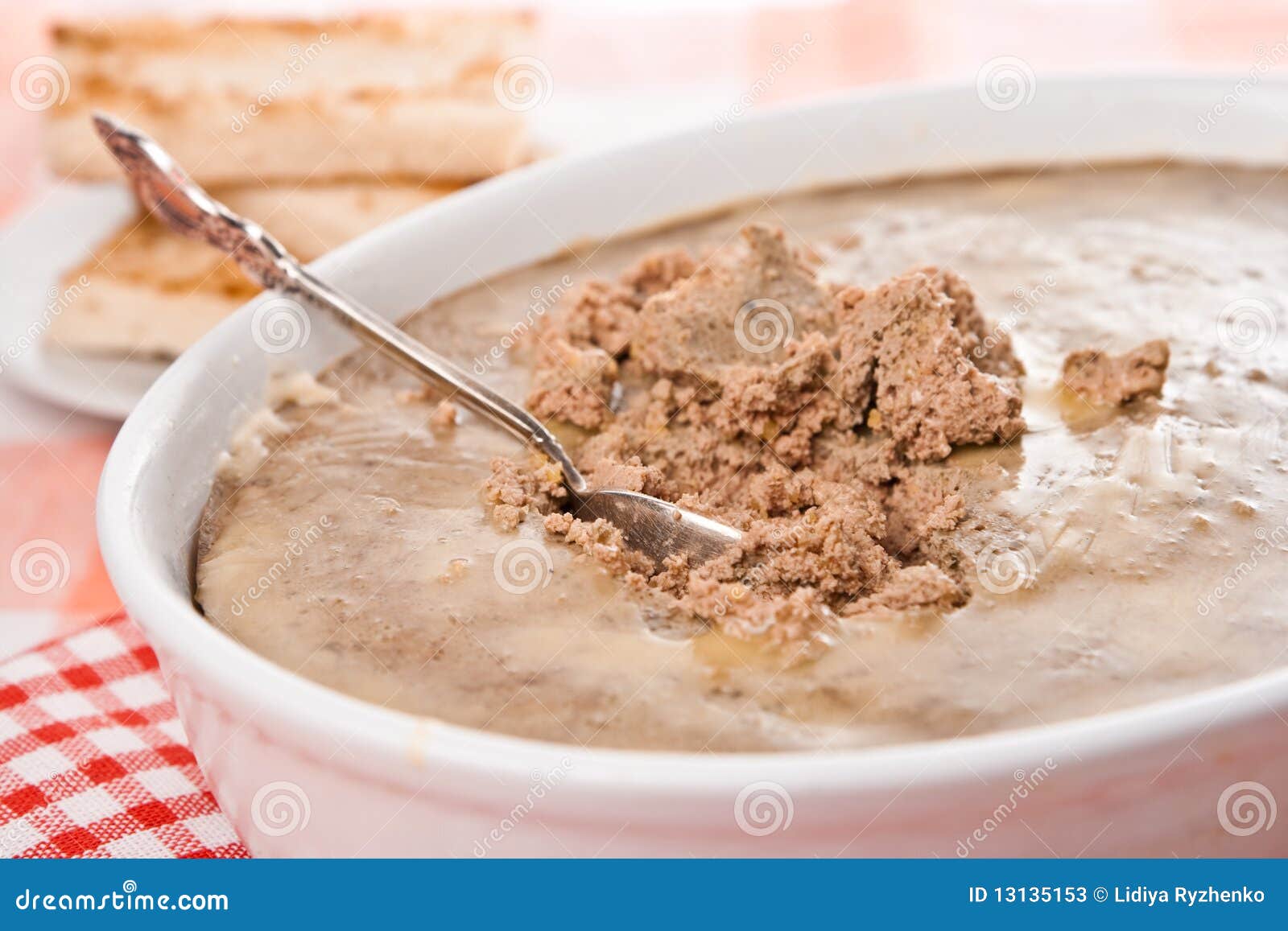 Paste from a Chicken Liver with Spoon Stock Image - Image of white ...