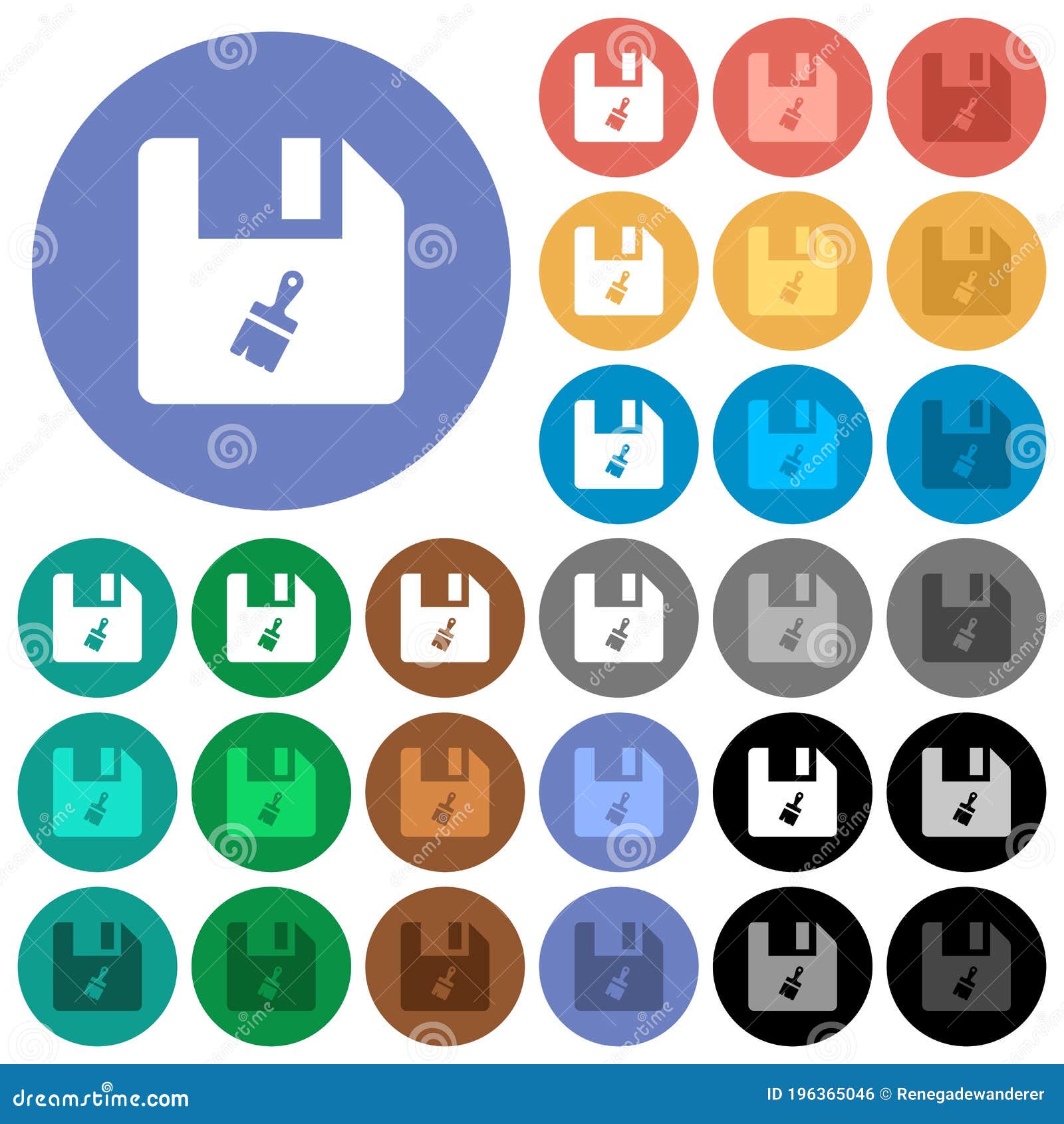 Paste File Round Flat Multi Colored Icons Stock Vector - Illustration ...