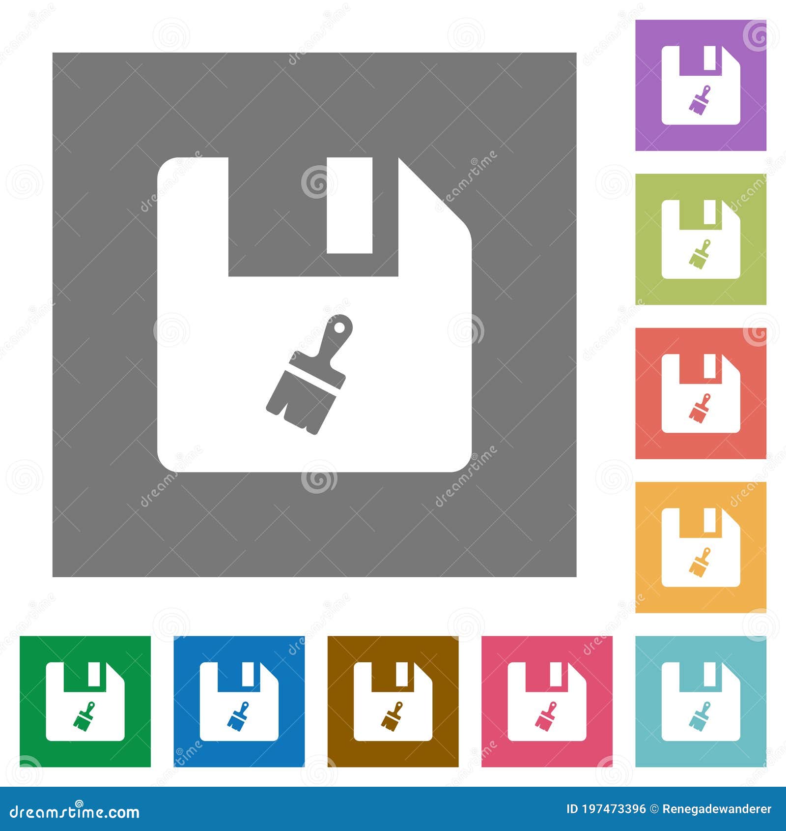Paste File Square Flat Icons Stock Vector - Illustration of clipboard ...