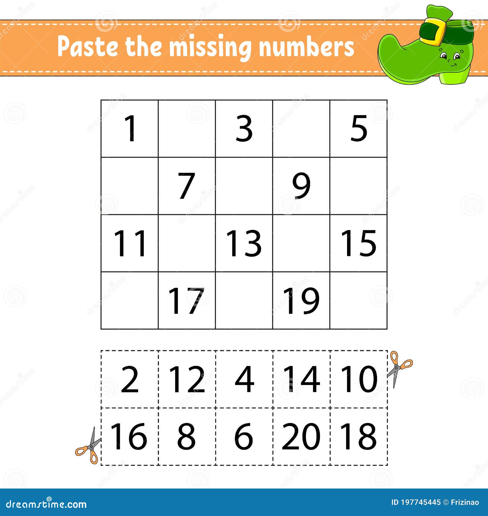 Paste The Missing Numbers. Game For Children. Handwriting Practice ...
