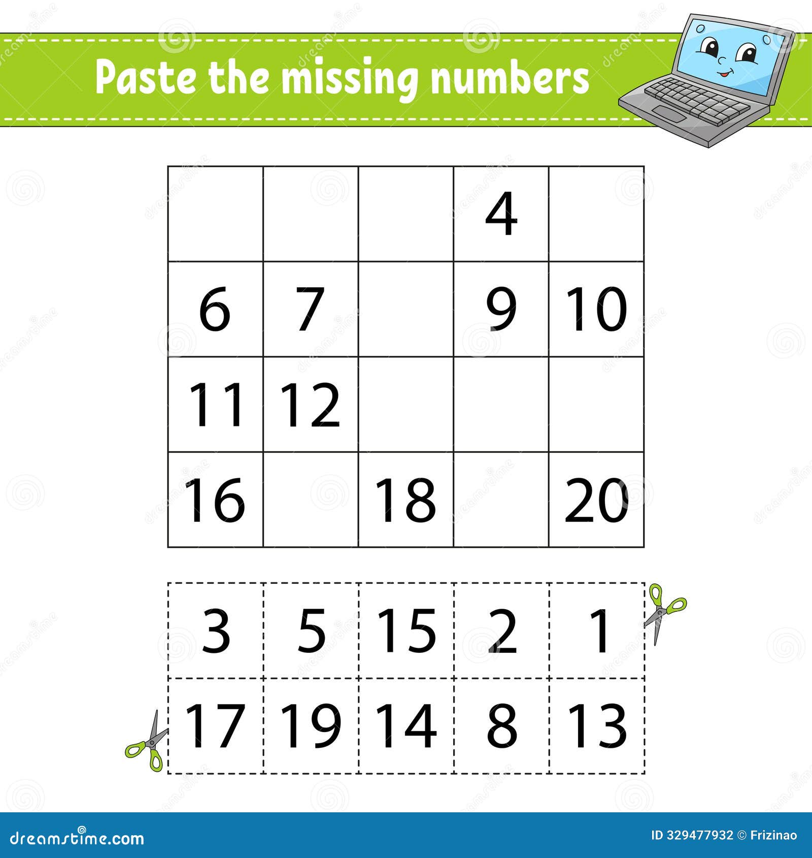 Paste the Missing Numbers 1-20. Game for Children. Handwriting Practice ... Paste the Missing Numbers 1-20. Game for Children. Handwriting Practice ...