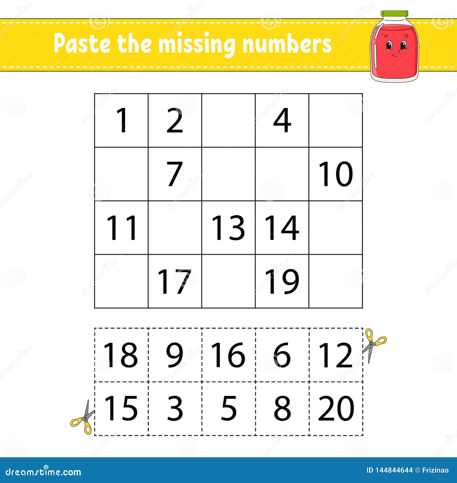 Paste the Missing Numbers. Handwriting Practice. Learning Numbers for ...