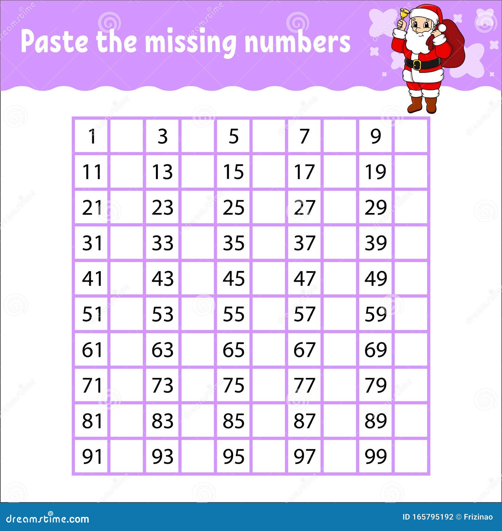 Paste The Missing Numbers From 1 To 100. Handwriting Practice. Learning ...