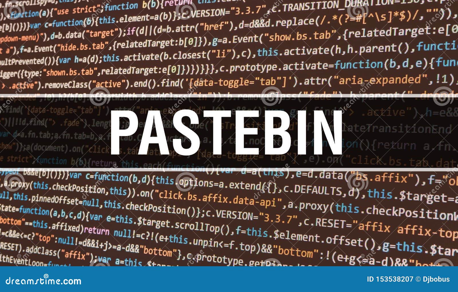 Pastebin Concept With Random Parts Of Program Code Pastebin With Programming Code Abstract