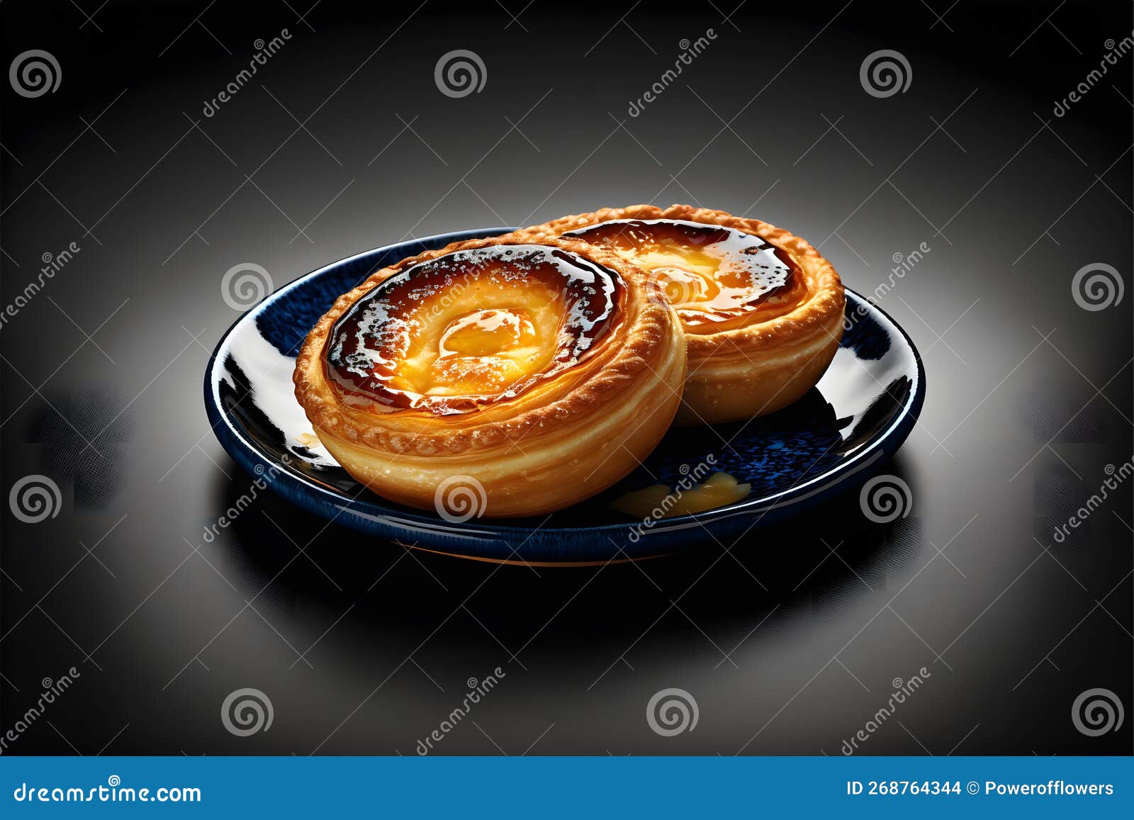 PASTEIS DE NATA On Black Background Created With Generative AI ...