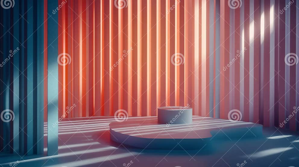 A Pastel Abstract Room Highlighted by Two Cylindrical Platforms Stock ...