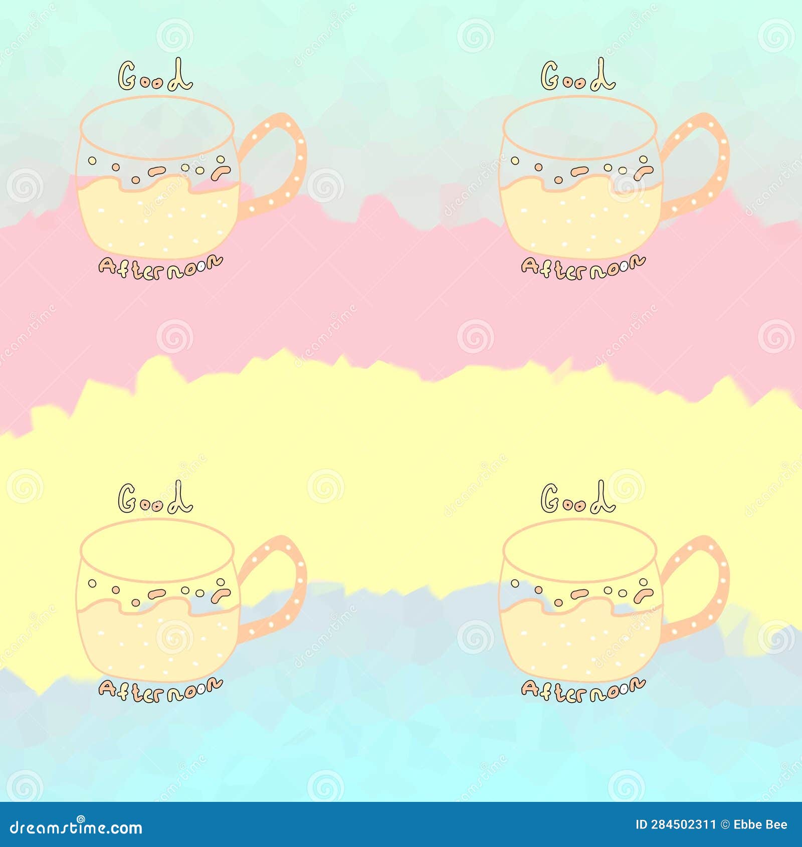 Pastel Background with Afternoon Tea Stock Illustration - Illustration ...