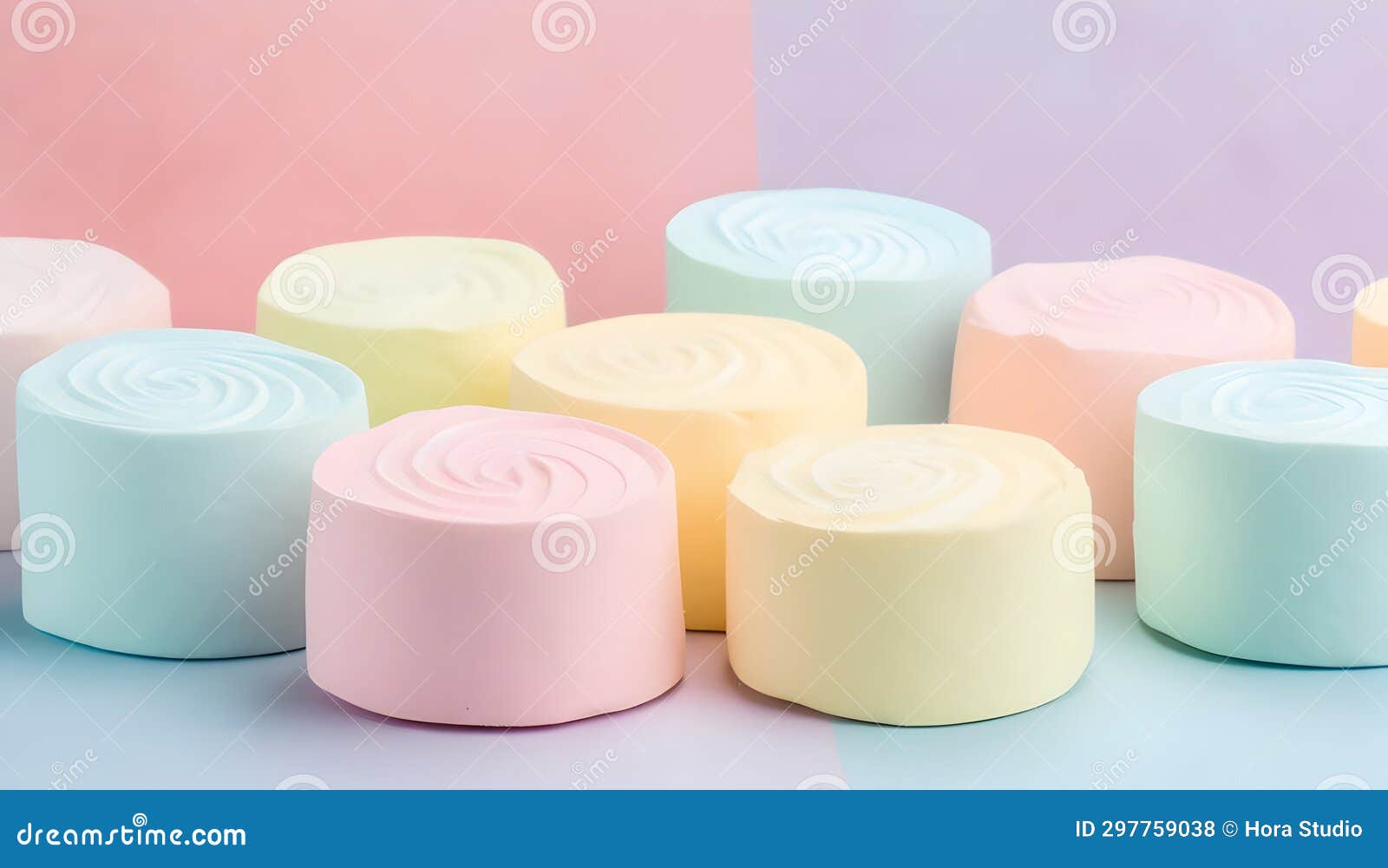 Pastel Background with Marshmallow Stock Illustration - Illustration of ...