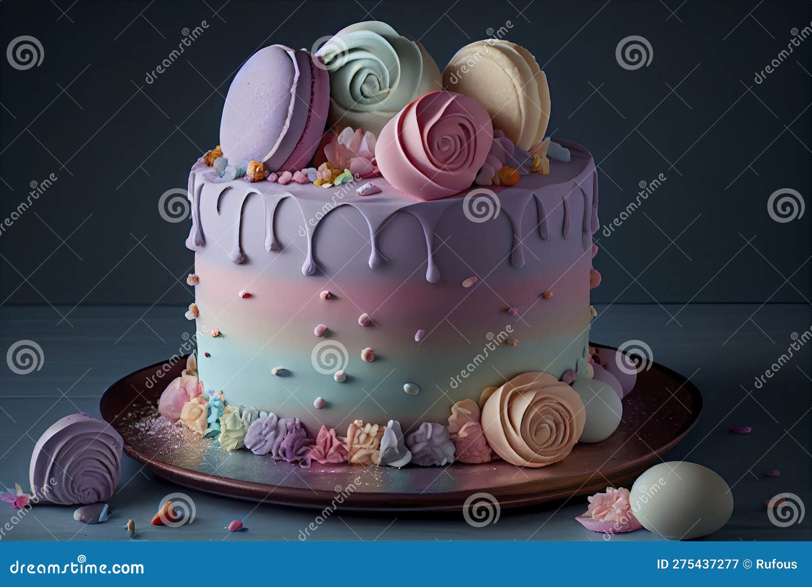 Pastel birthday cake stock illustration. Illustration of space - 275437277