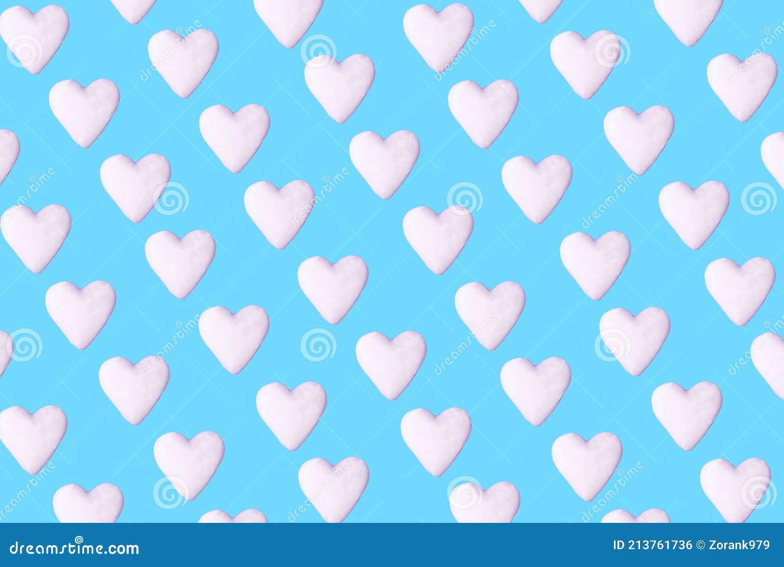 Pastel Blue Background with White Hearts Pattern. Minimal Love Art ...
