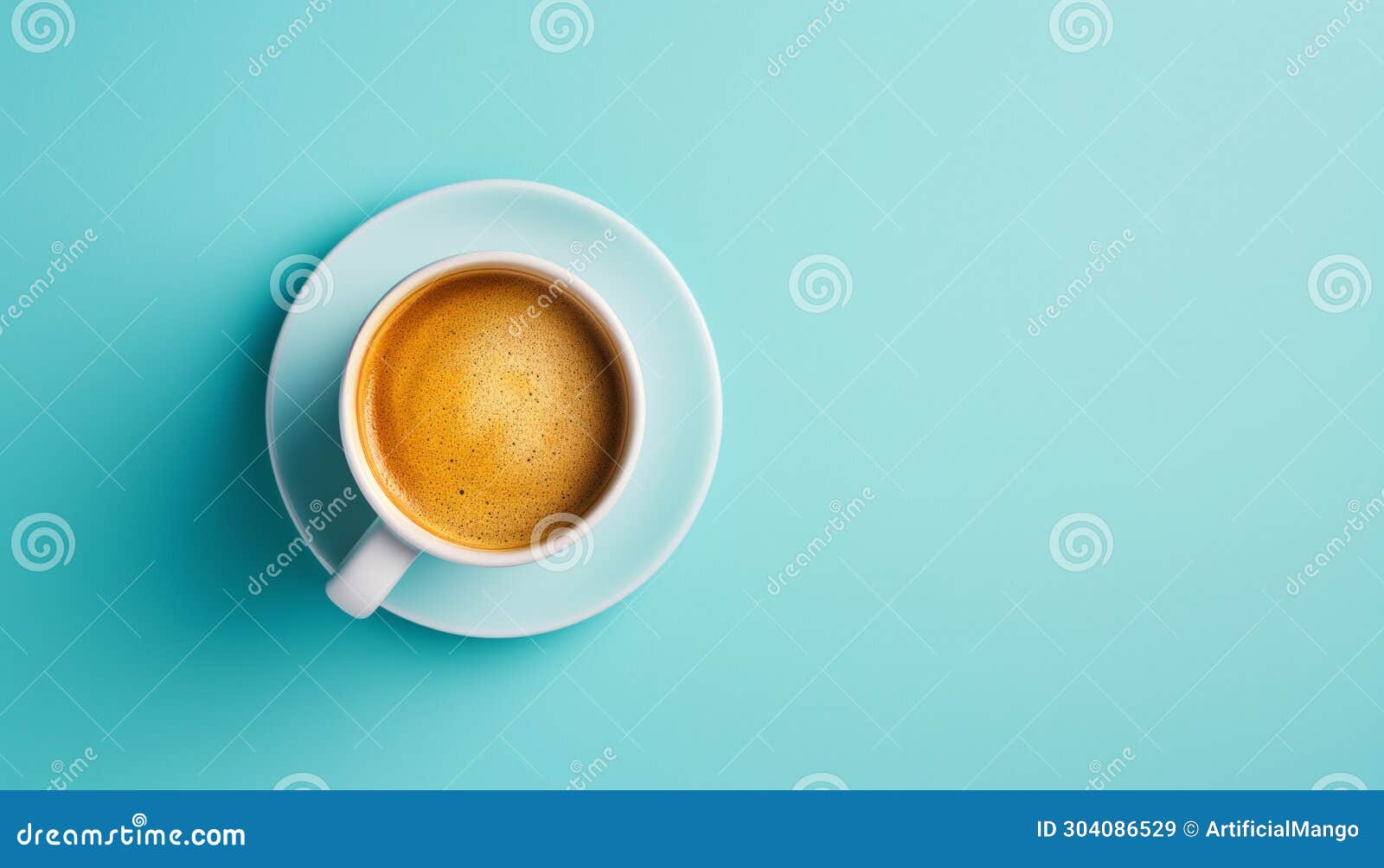 Cup of Fresh Coffee on Blue Background. AI Generated Stock Image ...