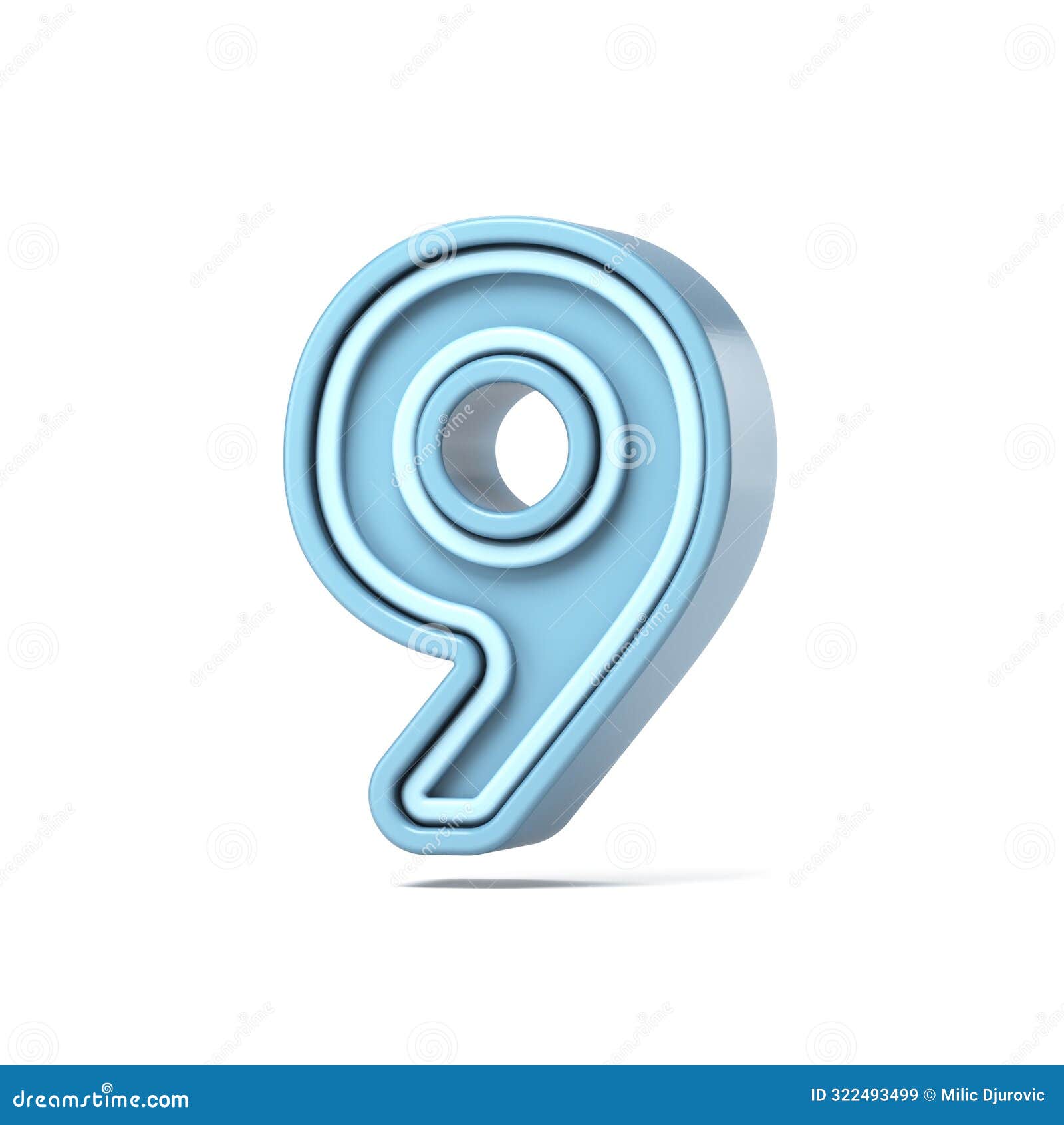 Pastel Blue Font Number 9 NINE 3D Stock Illustration - Illustration of ...