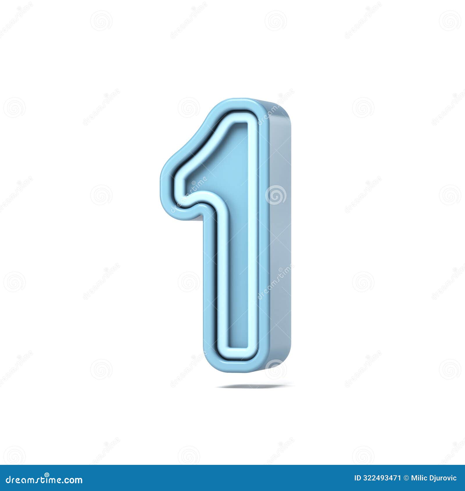 Pastel Blue Font Number 1 ONE 3D Stock Illustration - Illustration of ...