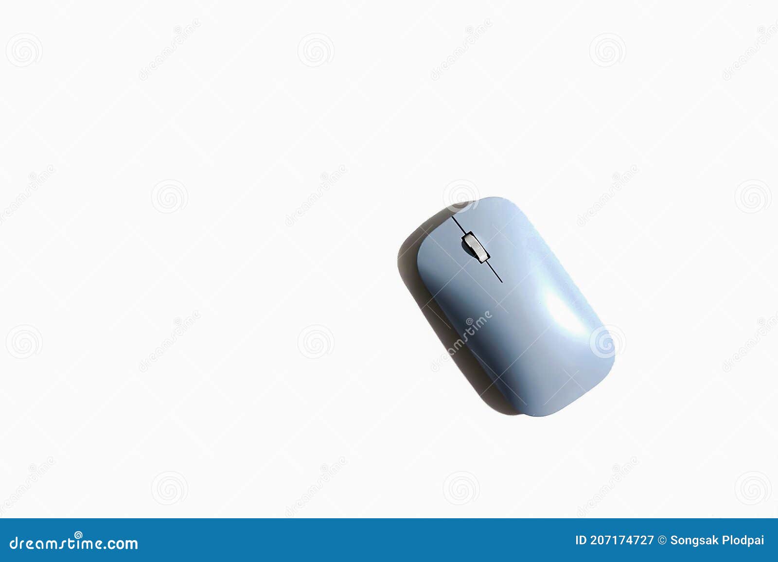 Pastel Blue Mouse on a White Background with Light from the Right ...