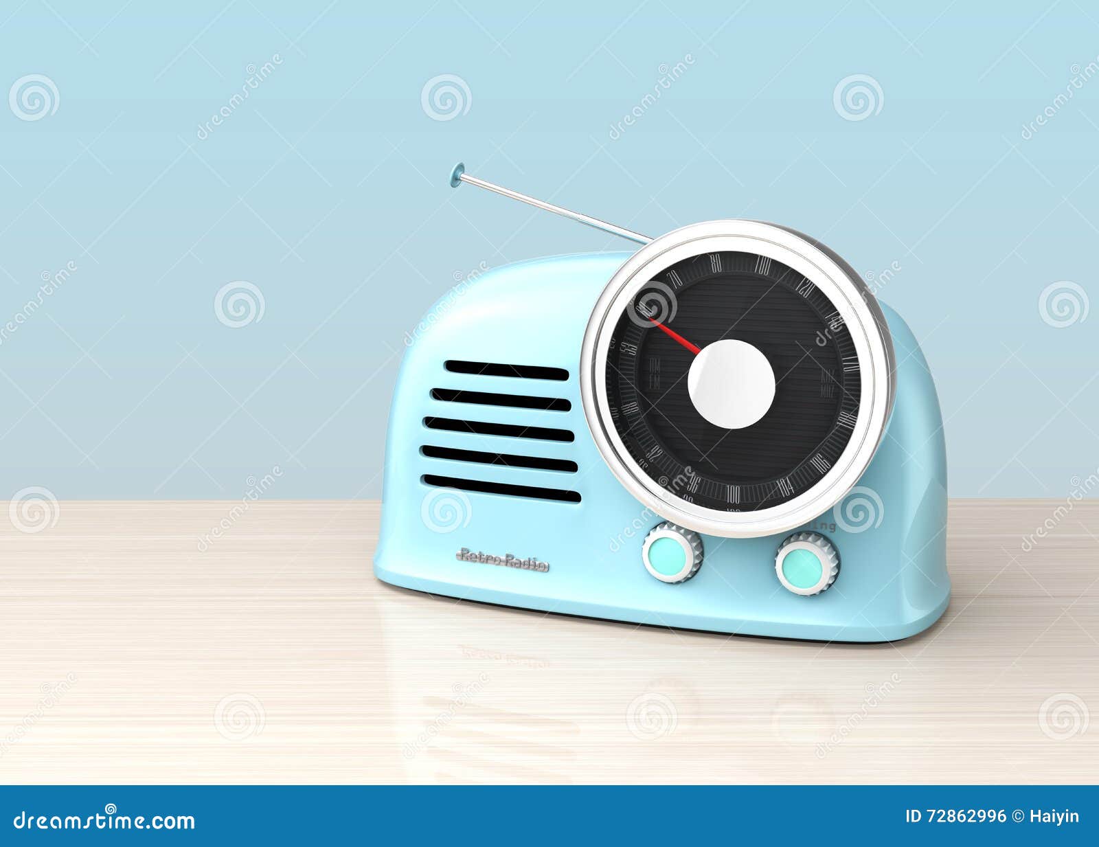 Pastel Blue Retro Style Radio on Light Blue Background Stock ...