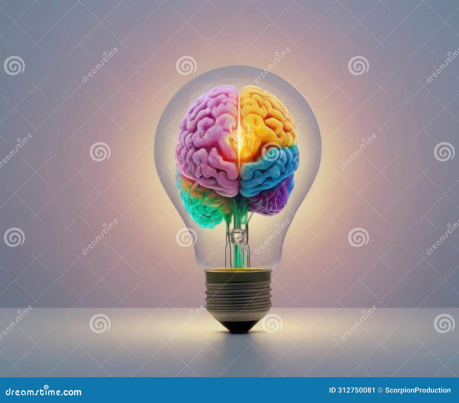 Pastel Brain Idea Bulb stock image. Image of cognition - 312750081