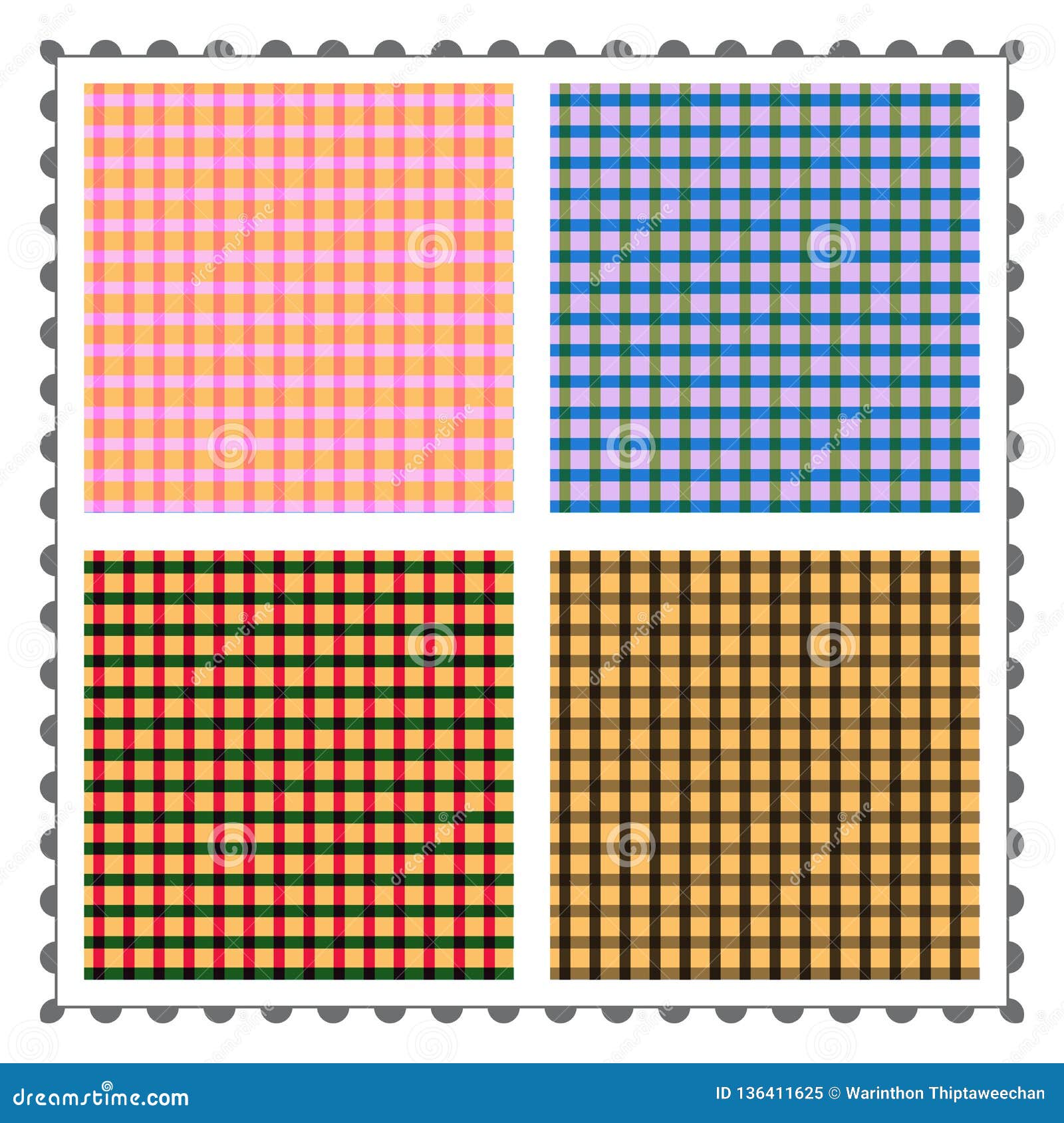 Pastel and Bright Colorful Gingham Check Background Stock Vector ...