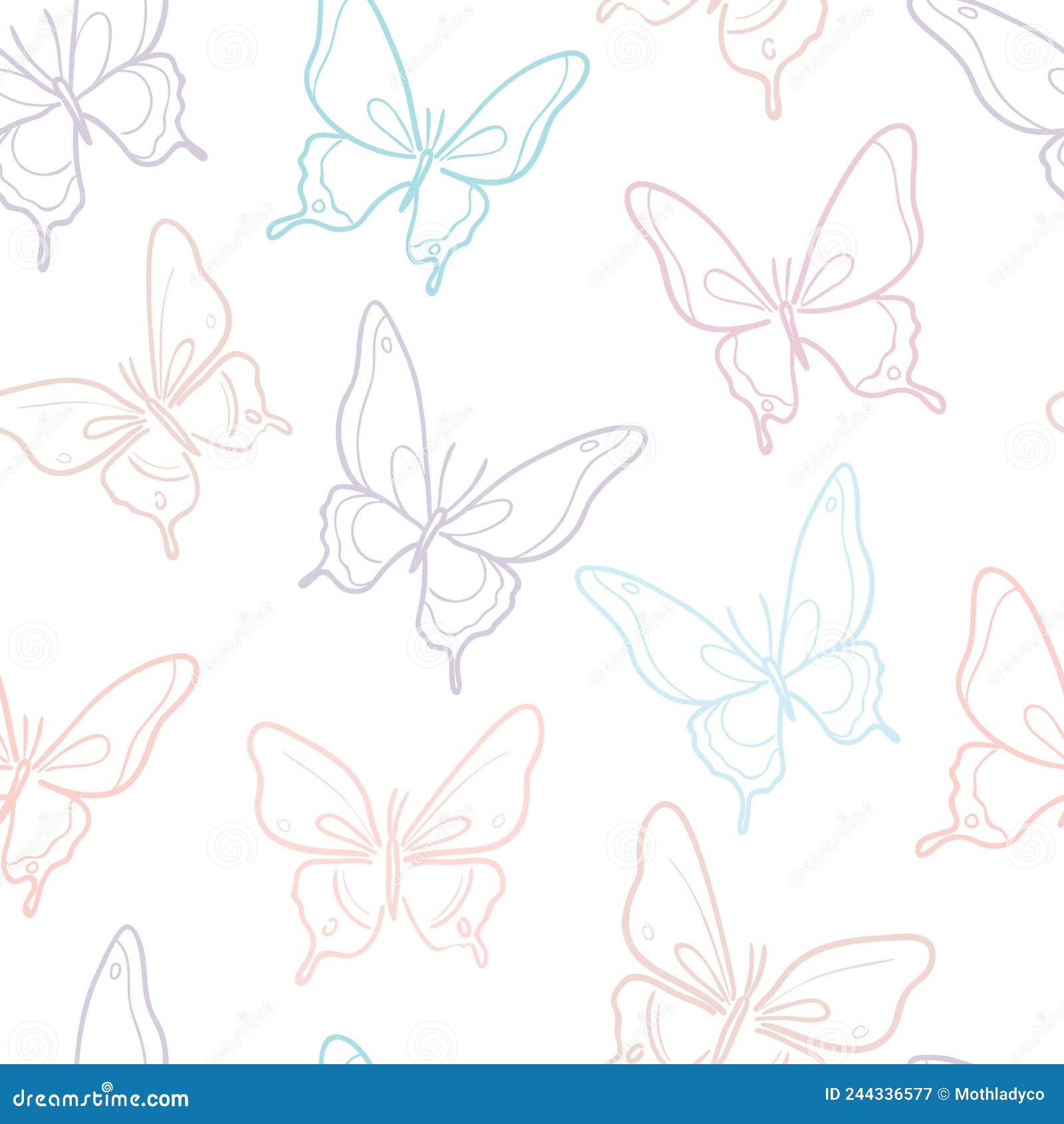 Pastel Butterfly Seamless Repeat Pattern Design Stock Vector ...