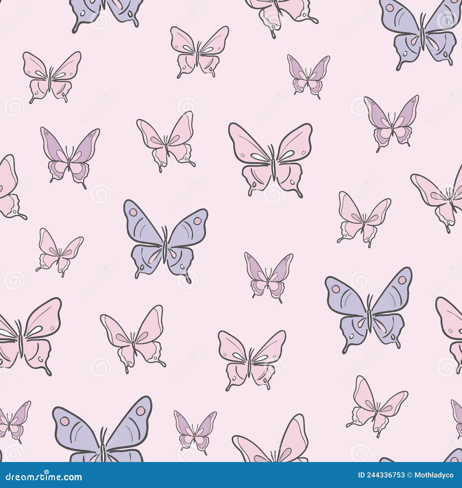 Pastel Butterfly Seamless Repeat Pattern Design Stock Vector ...