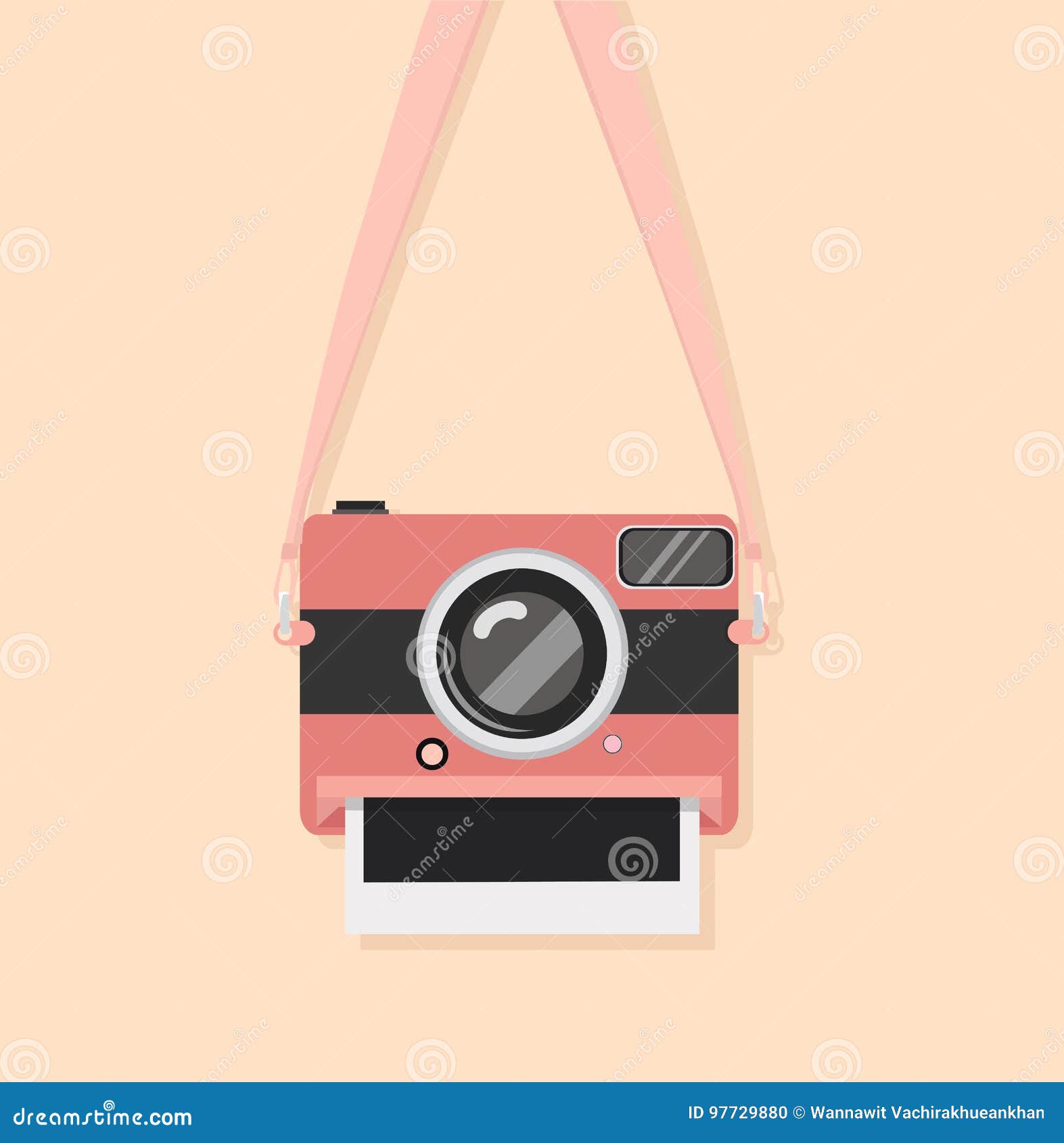 Pastel camera with strap stock vector. Illustration of film - 97729880