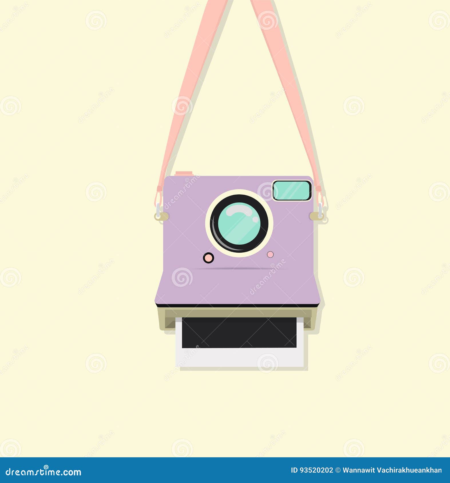 Pastel camera with strap stock vector. Illustration of camera - 93520202