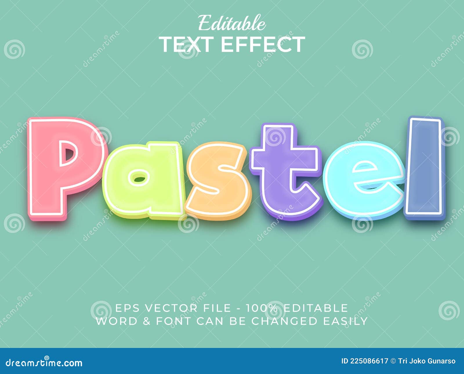 Pastel Cartoon Text Effect Style. Editable Font Text Effect Stock ...