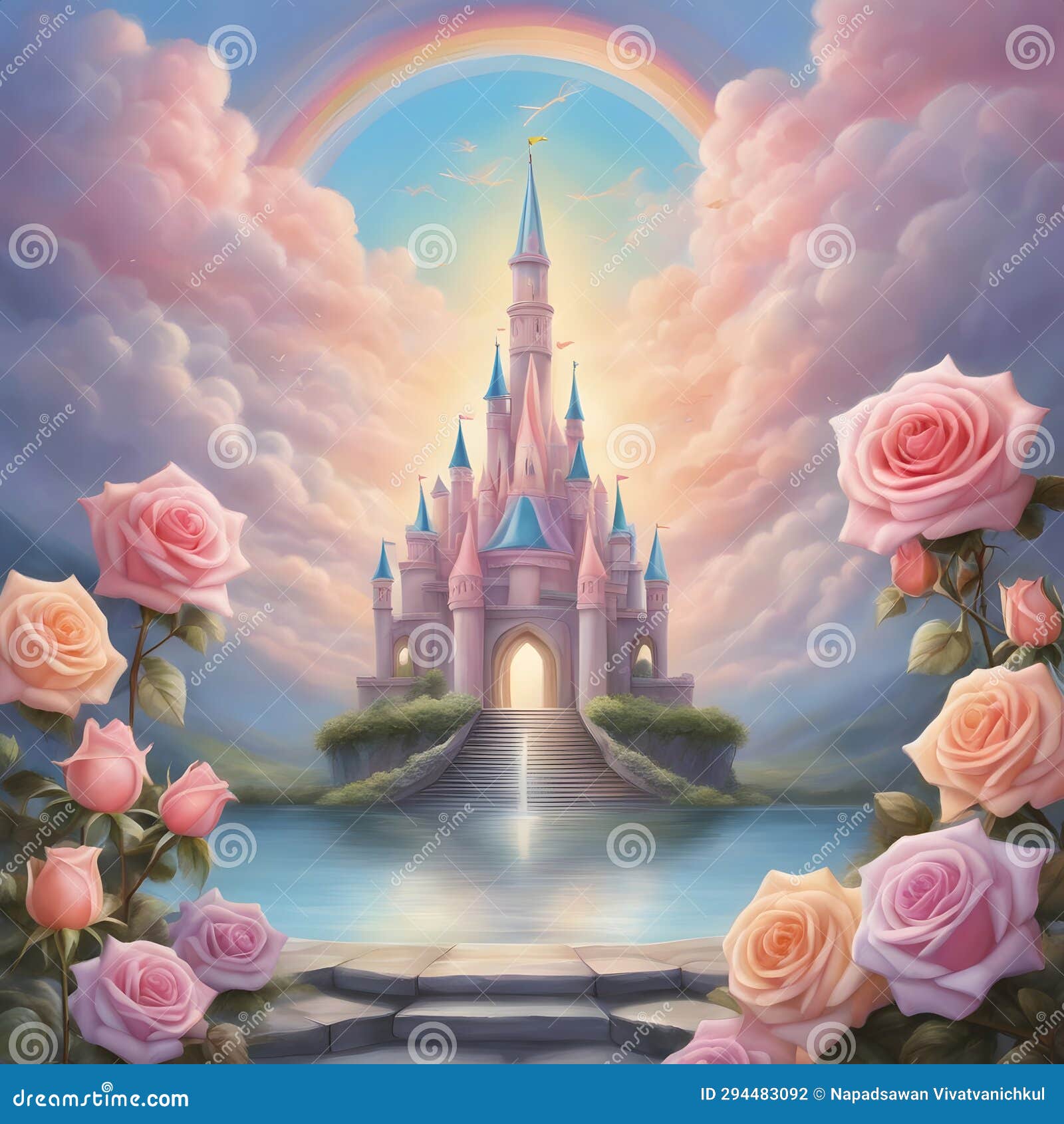 Pastel Castle Isolated On White Background Royalty-Free Stock Photo ...