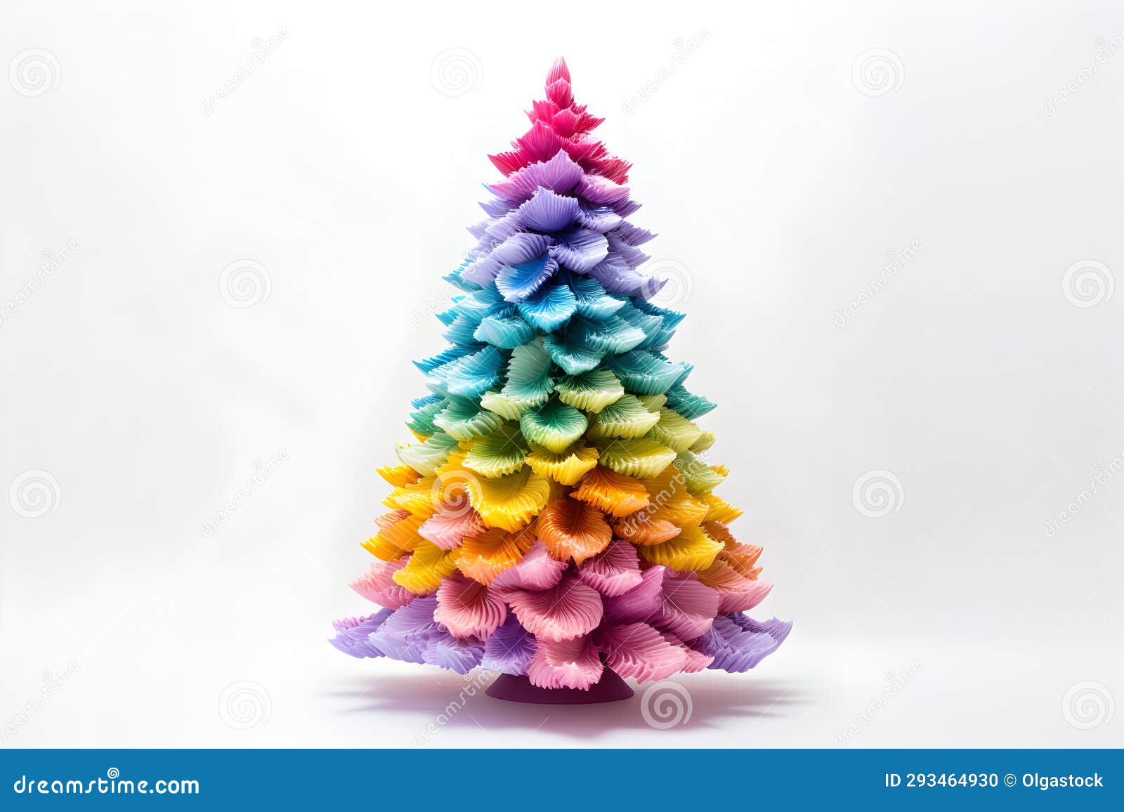 Pastel Christmas Tree Rainbow Colors White Background Stock Photo ...