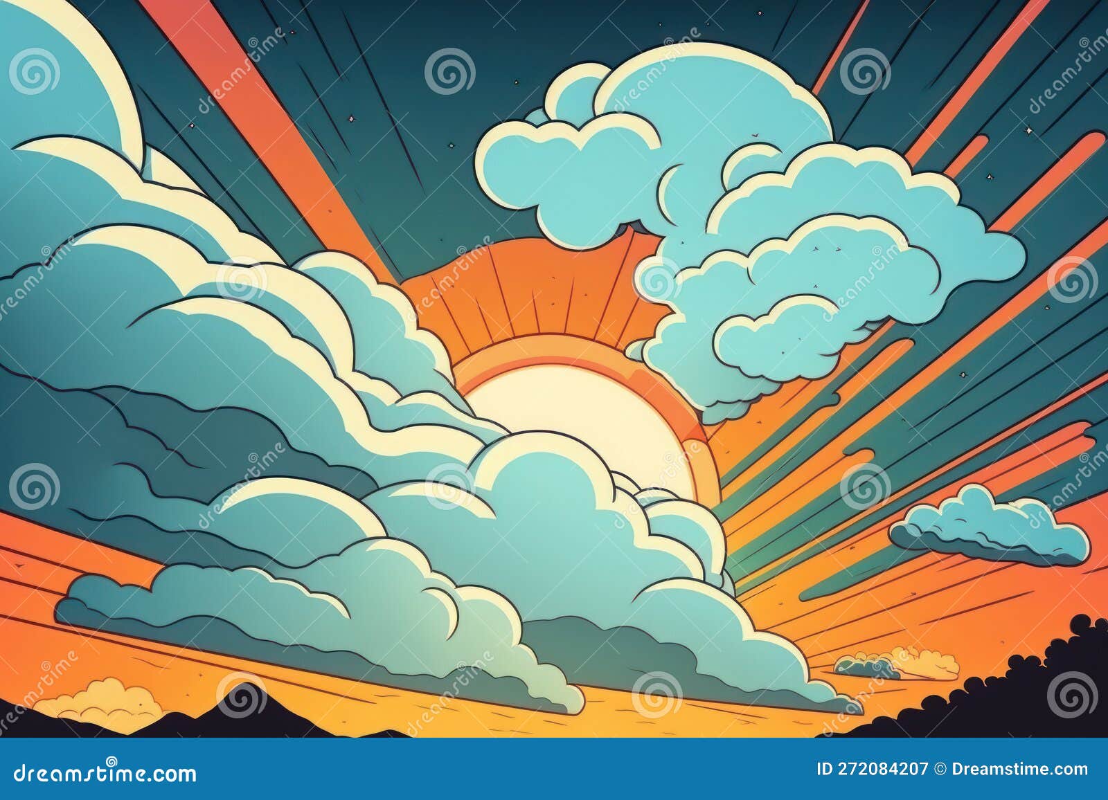 Pastel Cloudscape Background. Cartoon Drawing Graphic Design ...