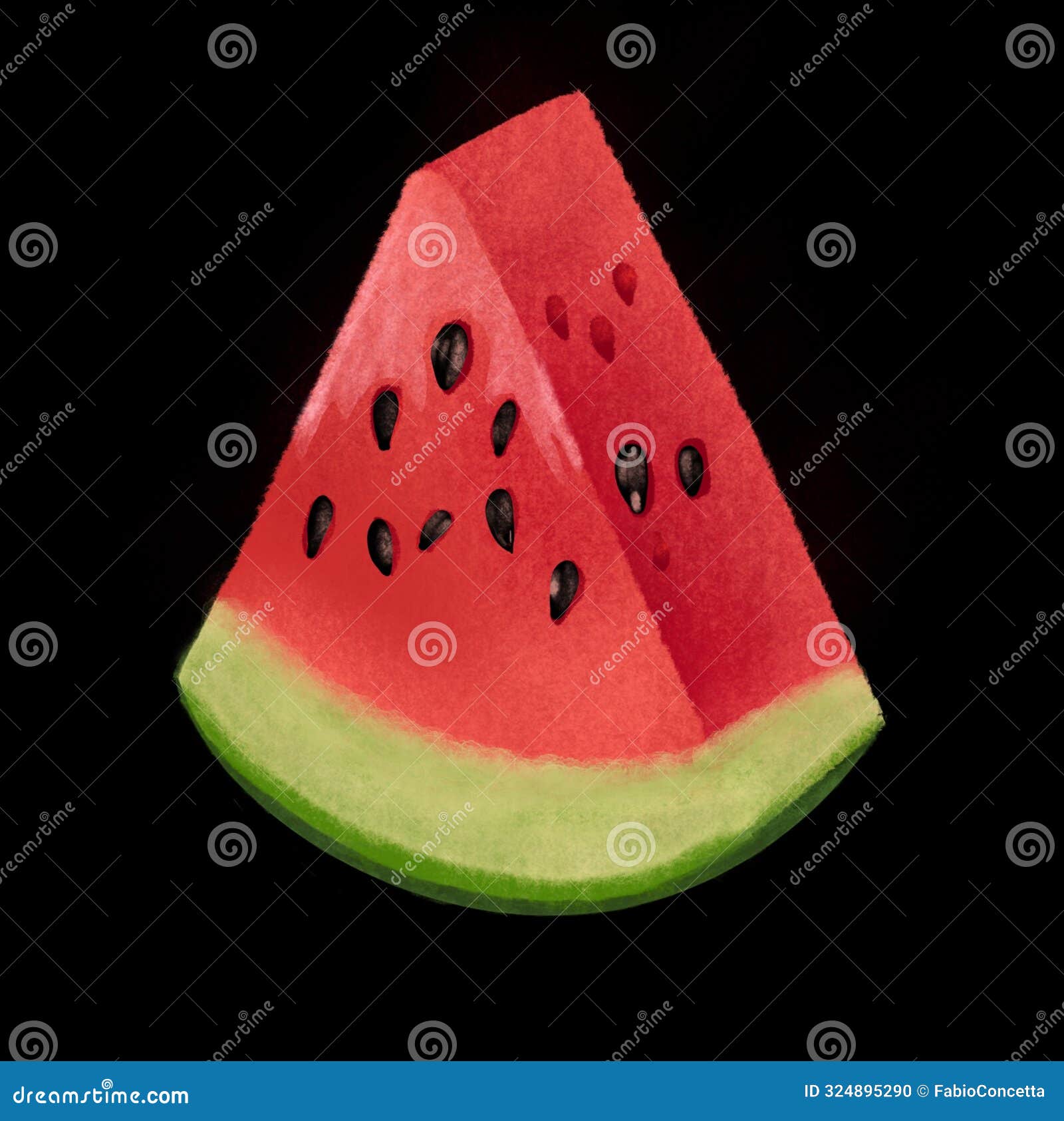 Pastel Color Drawing of a Slice of Watermelon Stock Illustration ...