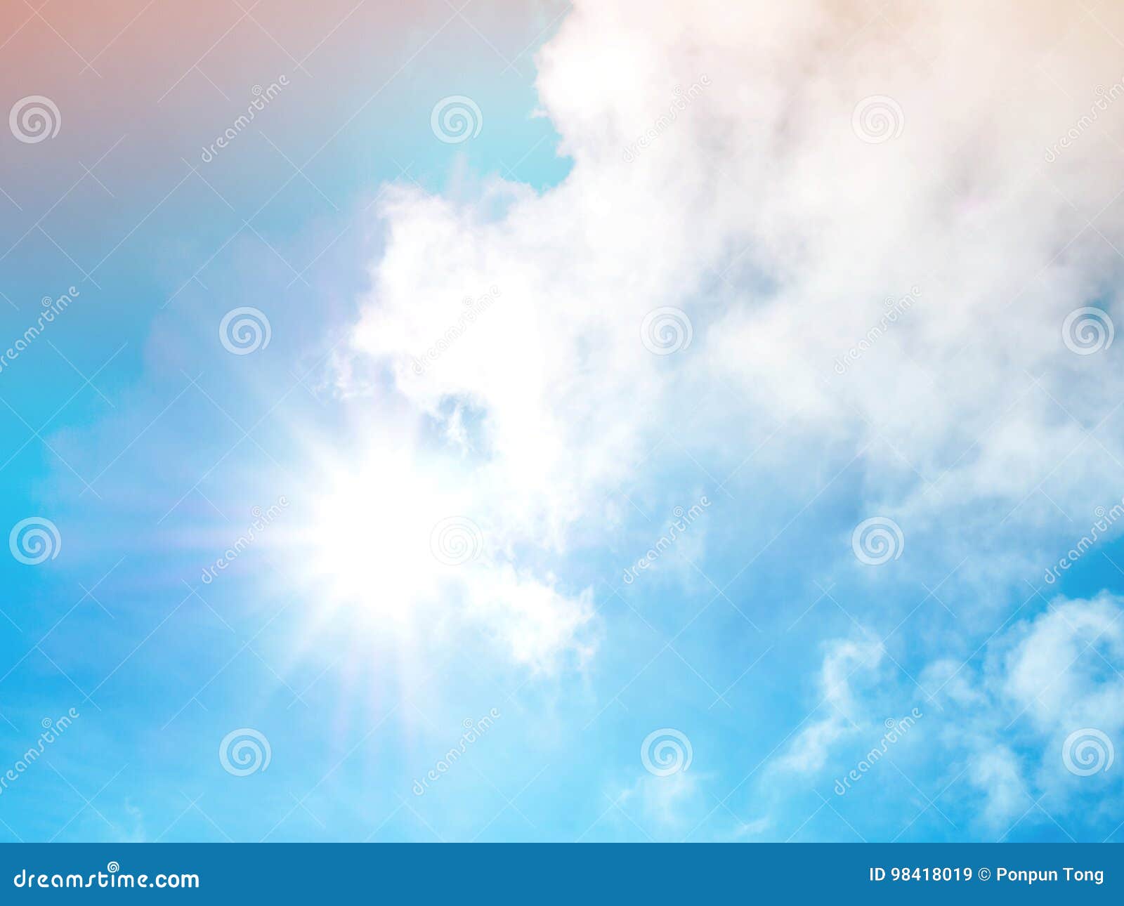 Pastel Color Filtered on Sky with Sun Light Stock Image - Image of ...