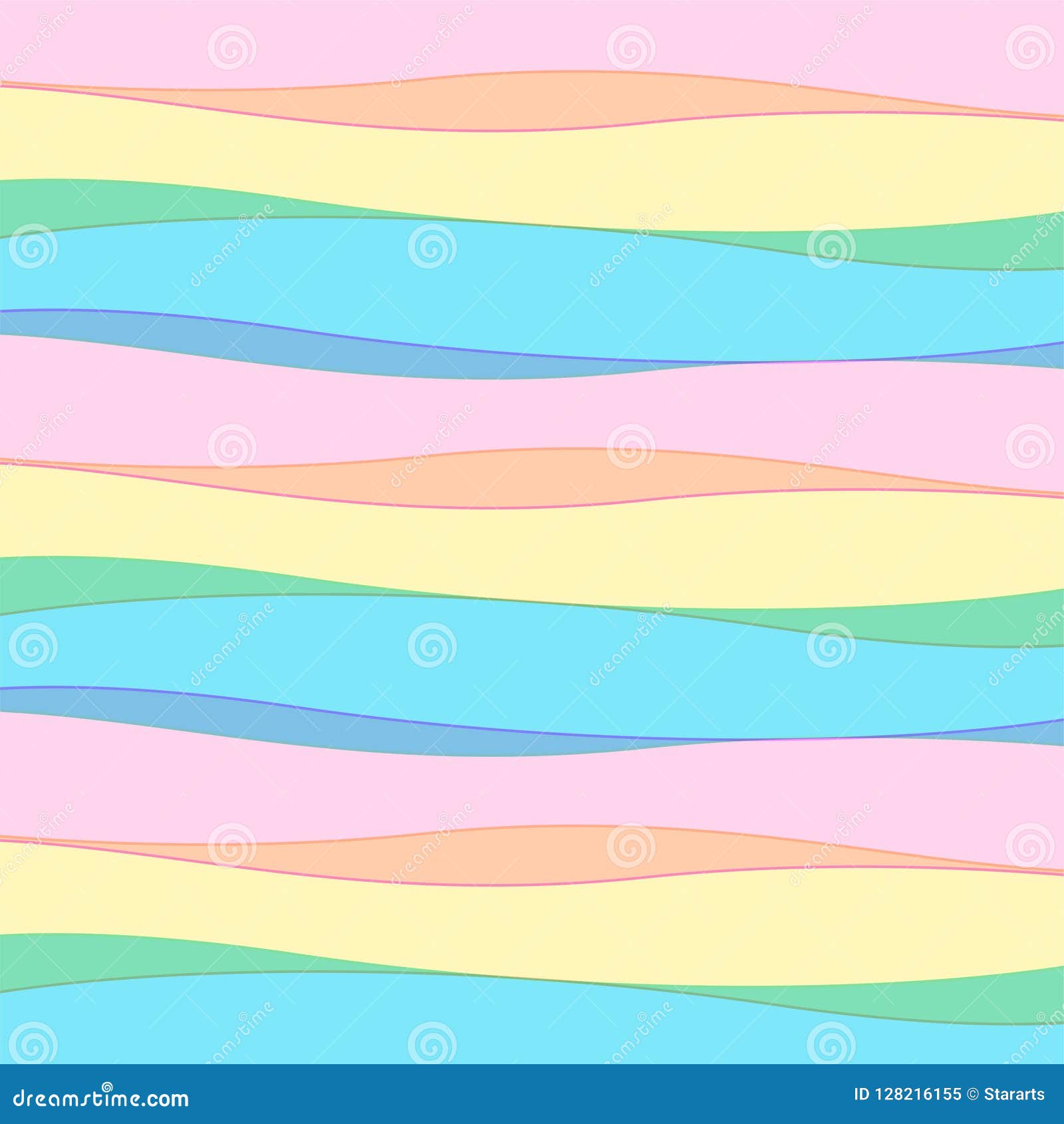 Pastel Color Modern Cute Wavy Horizontal Lines Pattern Stock Vector ...
