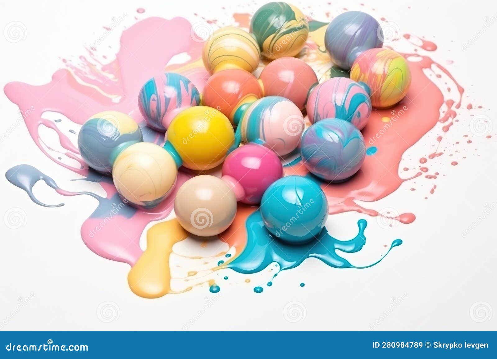 Pastel Color Paint Splashes and Bobbles Stock Illustration ...