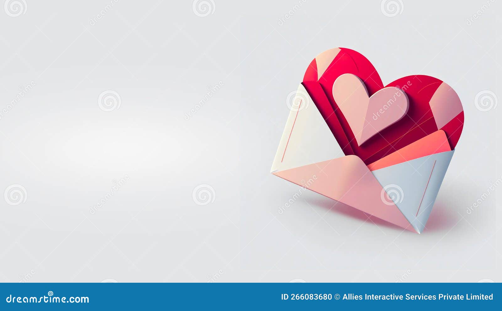 Pastel Color Paper Cut Heart Shape Envelope in 3D Stock Illustration ...