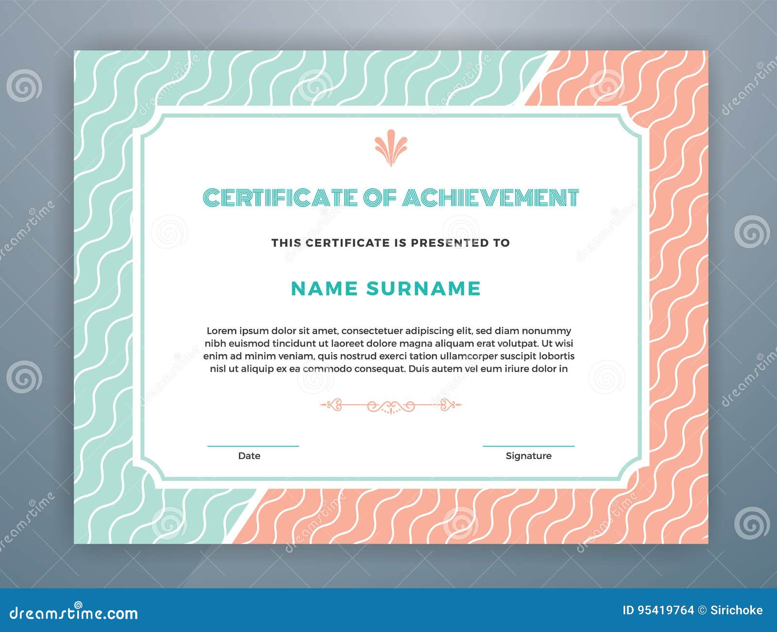 Pastel Color Scheme Certificate Of Achievement Vector Illustration ...