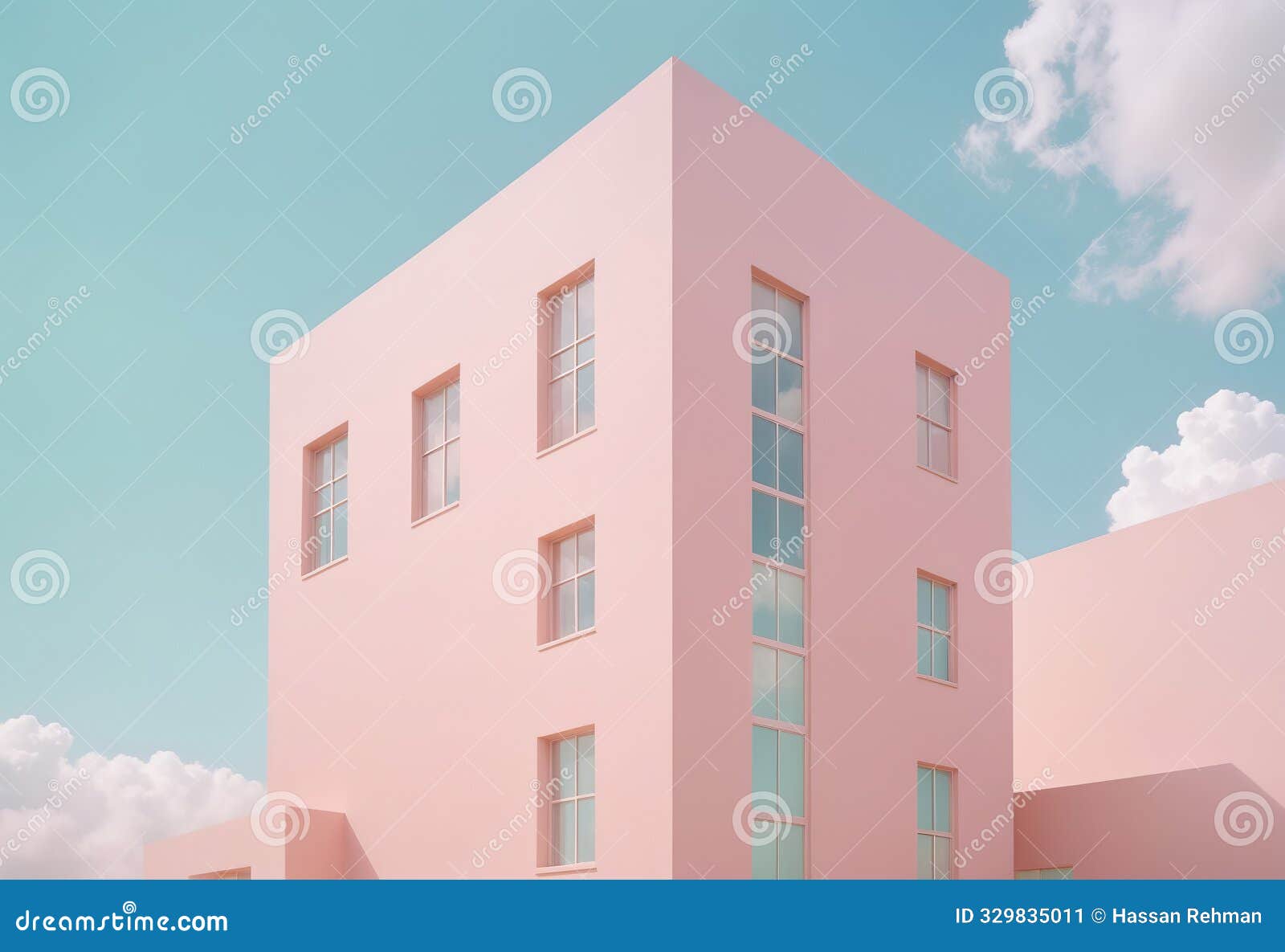 A Pastel-colored Building Facade Stock Illustration - Illustration of ...