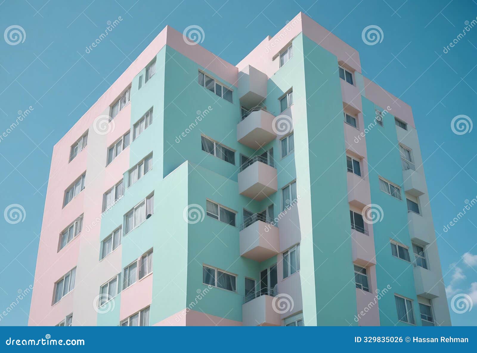 A Pastel-colored Building Facade Stock Illustration - Illustration of ...