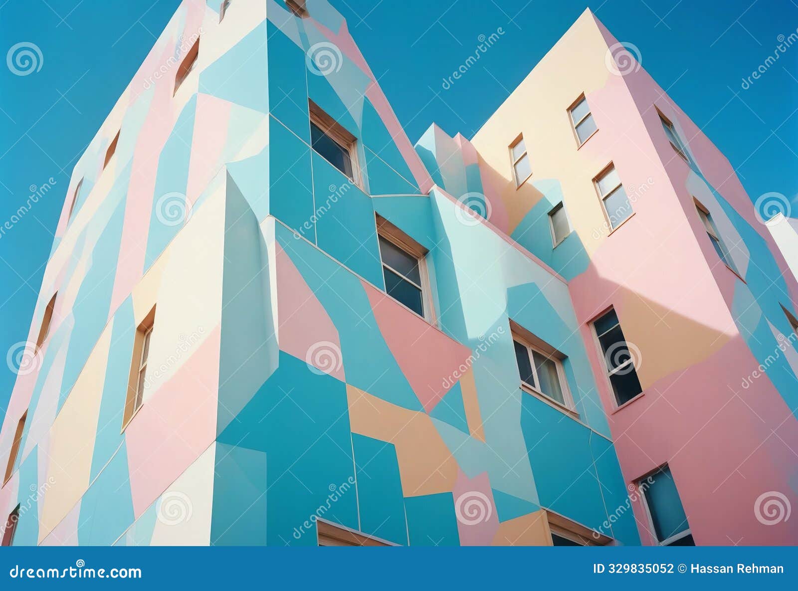 A Pastel-colored Building Facade Stock Illustration - Illustration of ...