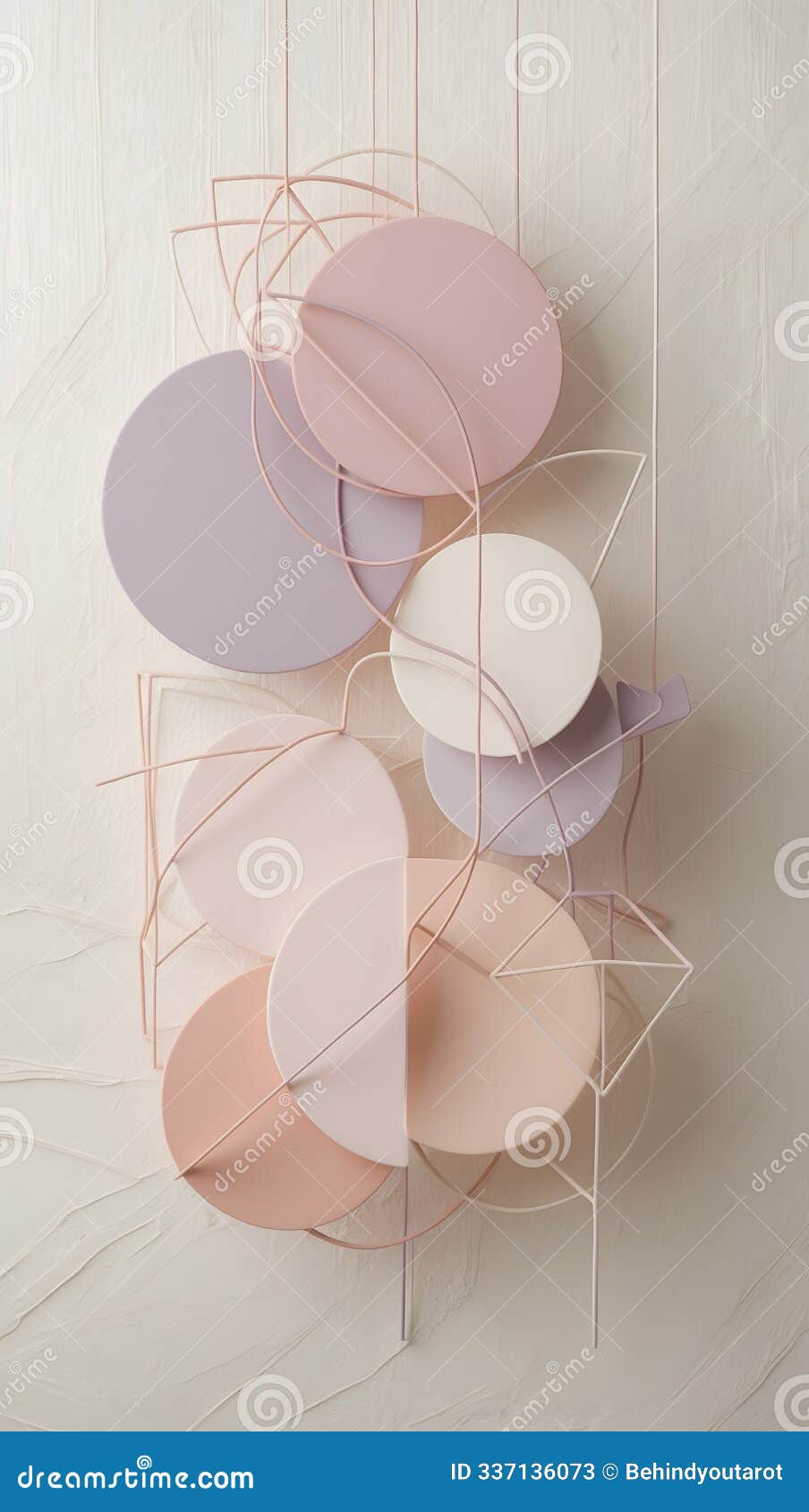 Pastel-colored Circles Arranged Artistically with Intersecting Lines on ...