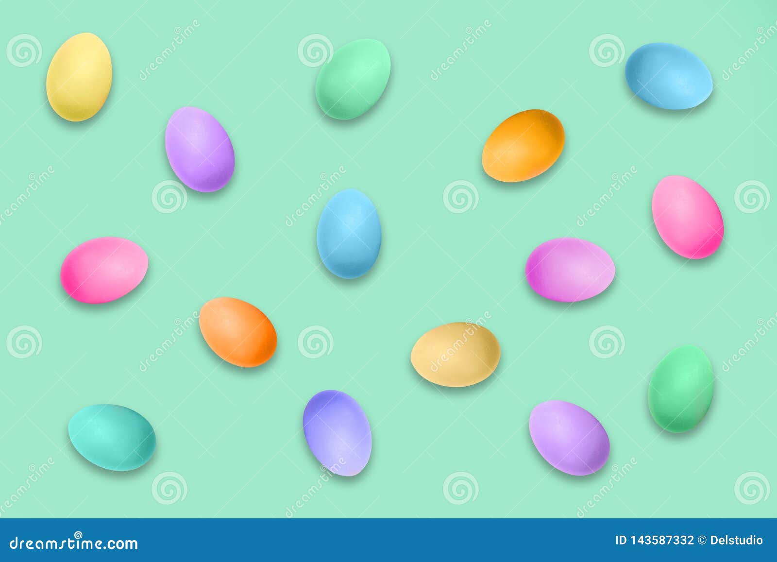 Pastel Colored Easter Eggs on Green, Easter Pattern Stock Photo - Image ...