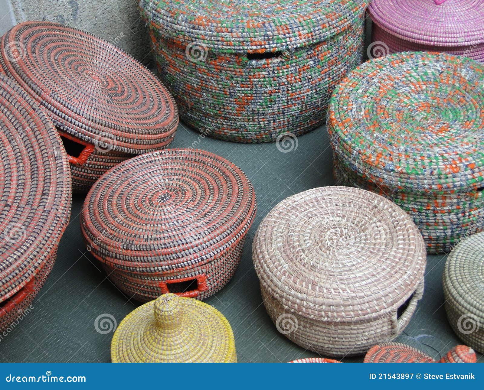 Pastel Colored Hand Woven Baskets Stock Image - Image of basket, weave ...