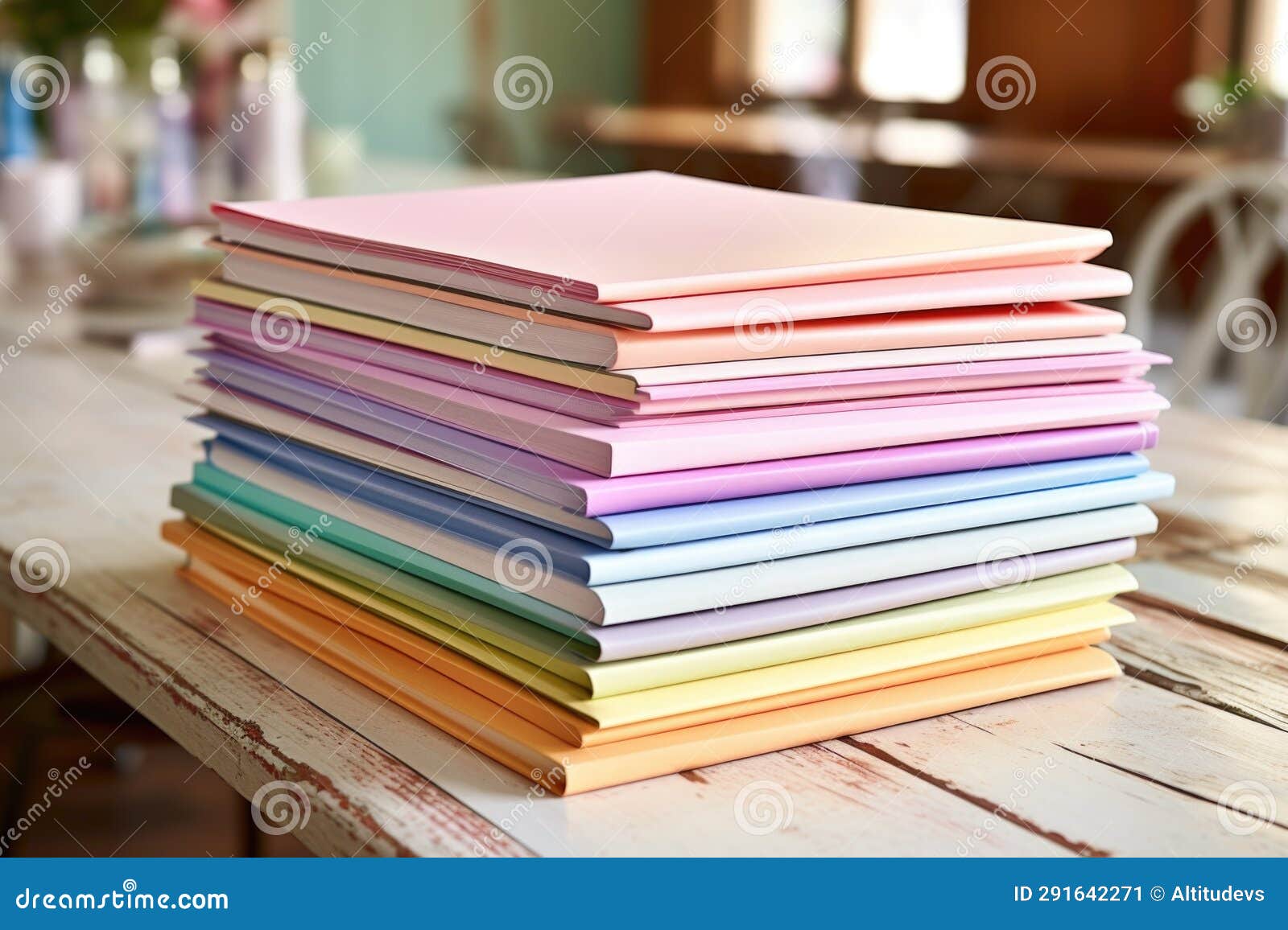 Pastel-colored Journals Stacked on a Table Stock Image - Image of ...
