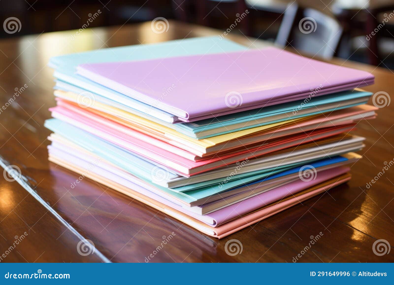 Pastel-colored Journals Stacked on a Table Stock Photo - Image of flat ...