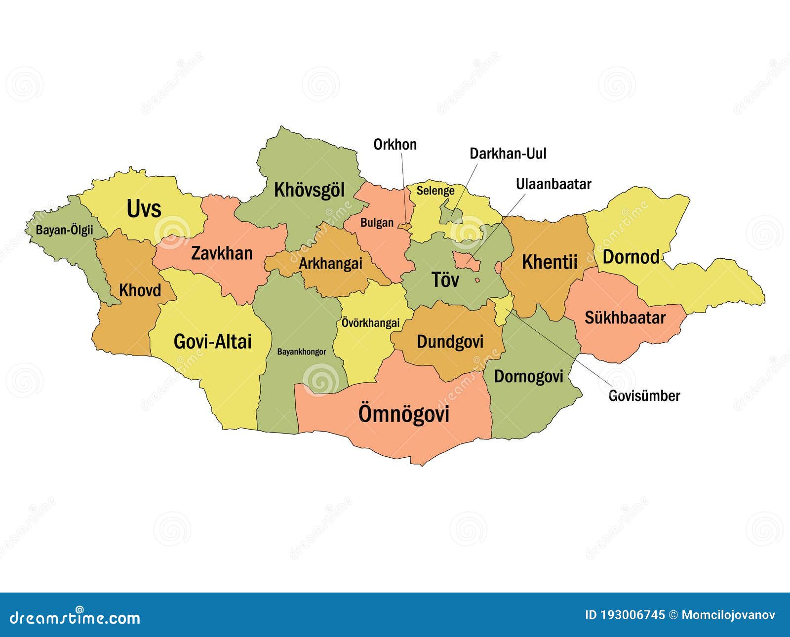 Map of Administrative Division of Mongolia Stock Vector - Illustration ...