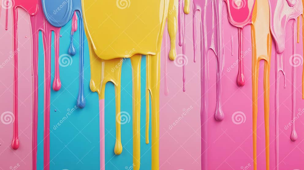 Pastel-colored Paint Drips on a Bright, Soft Gradient Background Stock ...